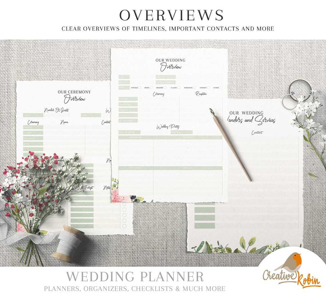 PRINTABLE Wedding Planner & Wedding Organizer Wedding - Etsy