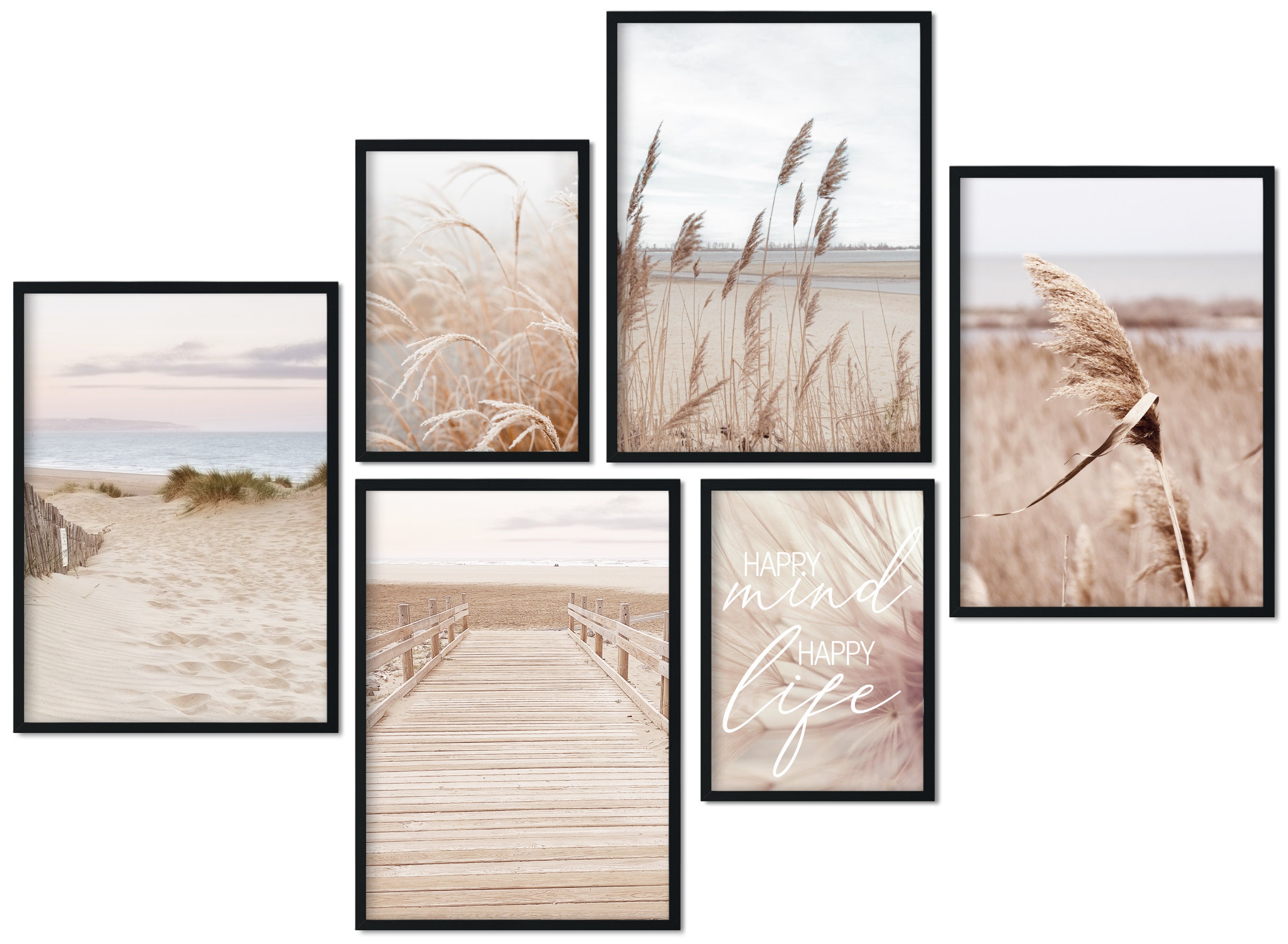 Pampas Poster Set as Living Room Decoration | 4x A3 + 2x A4 Wall Art ...