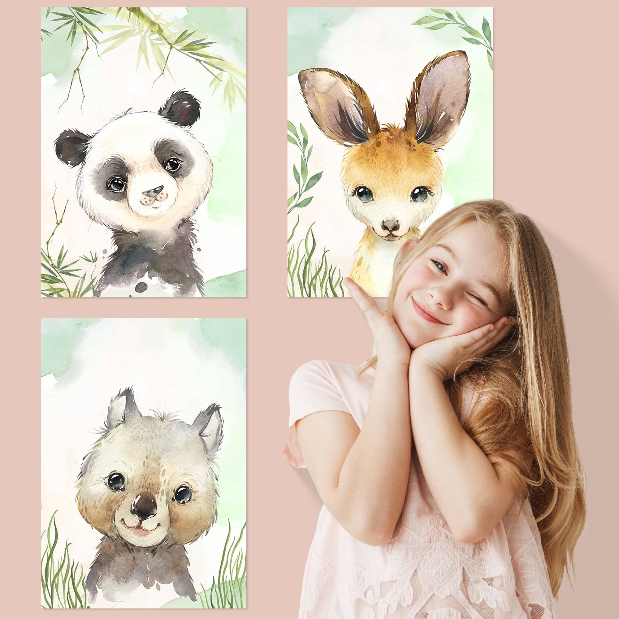 Set of 6 Posters Australian Baby Animals and Panda Bears A4 Size ...
