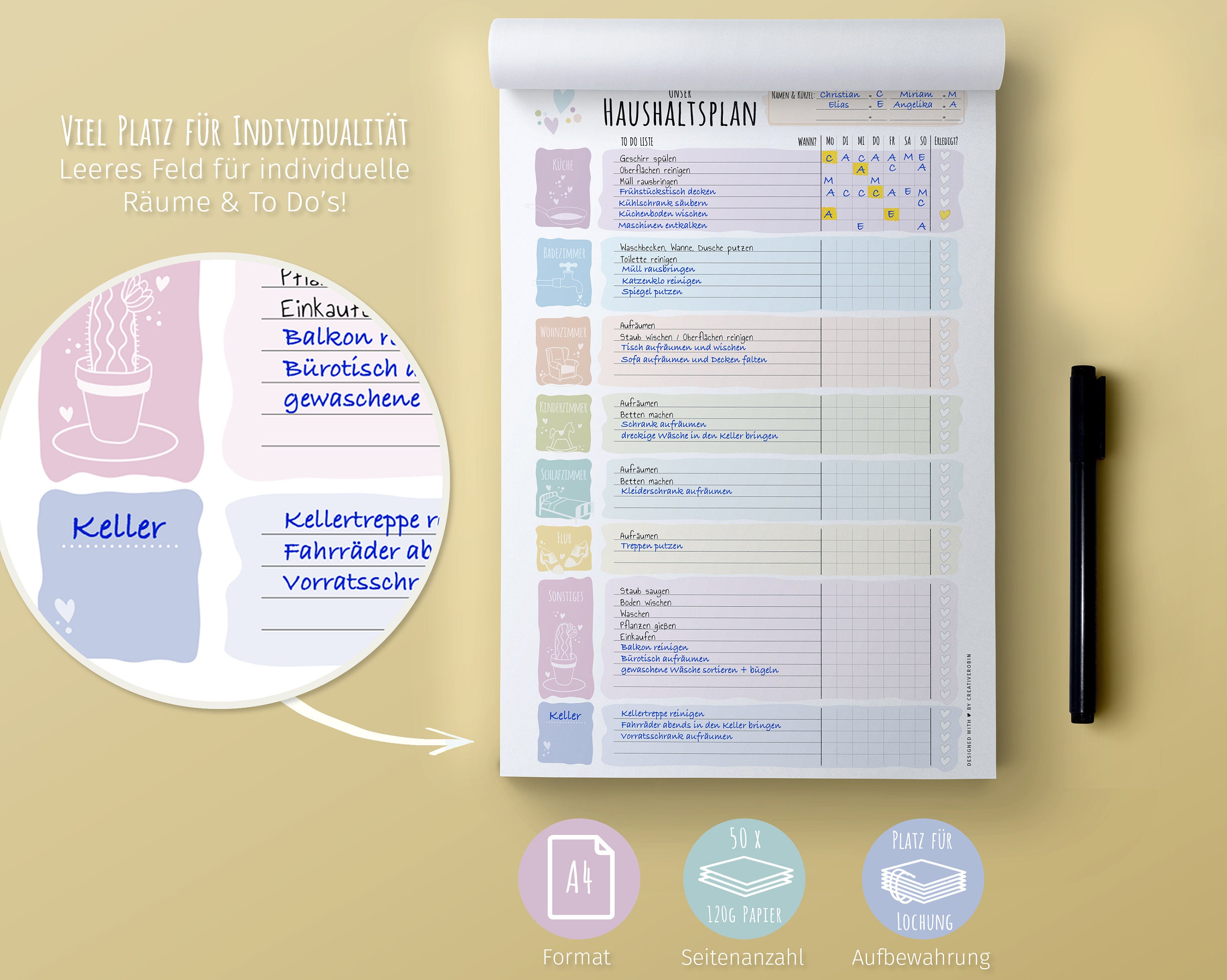 Haushaltsplaner und Putzplaner für Familien I DIN A4 Planer zum ...