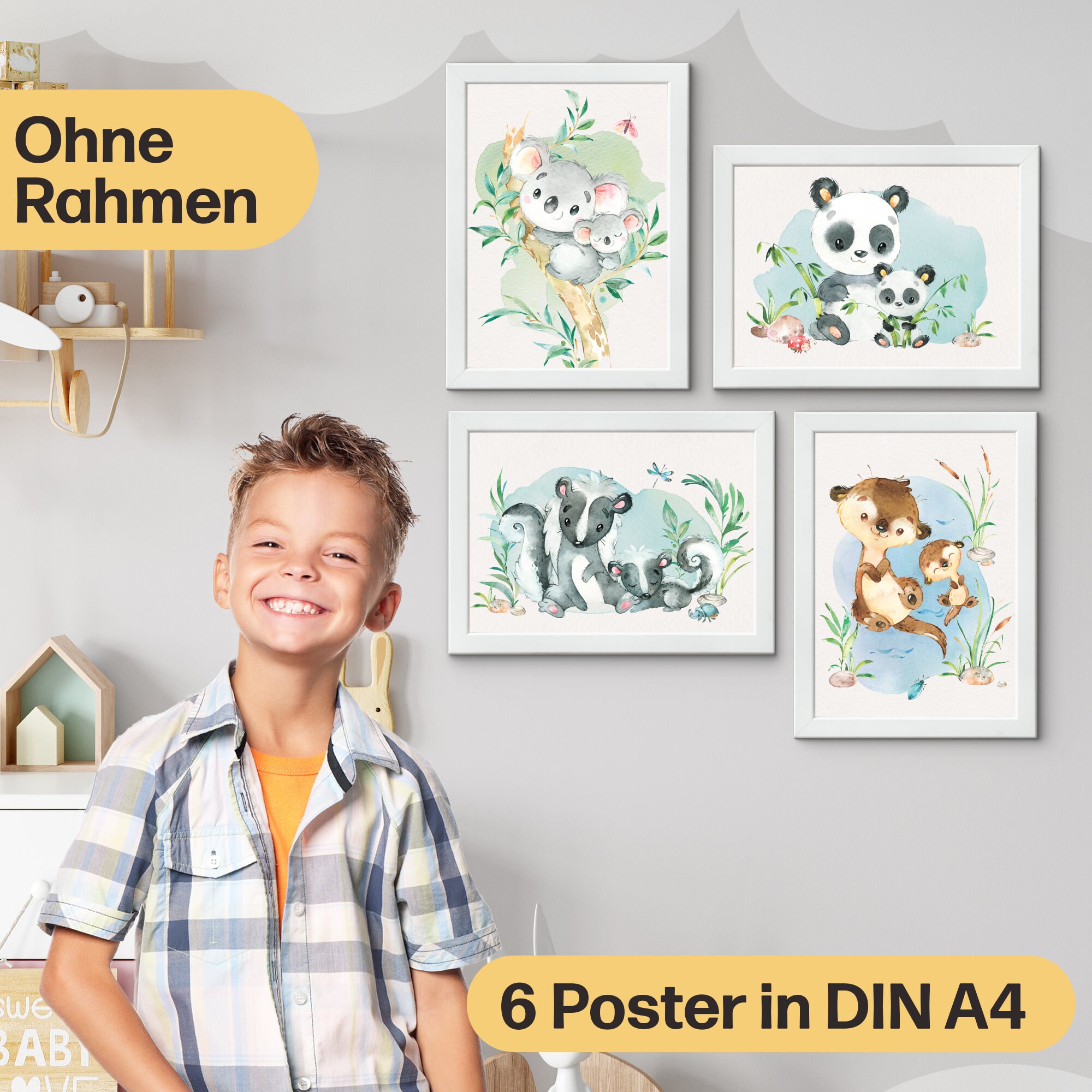 Exotic Mother & Baby Animals Poster Set for the Children's Room I Baby ...