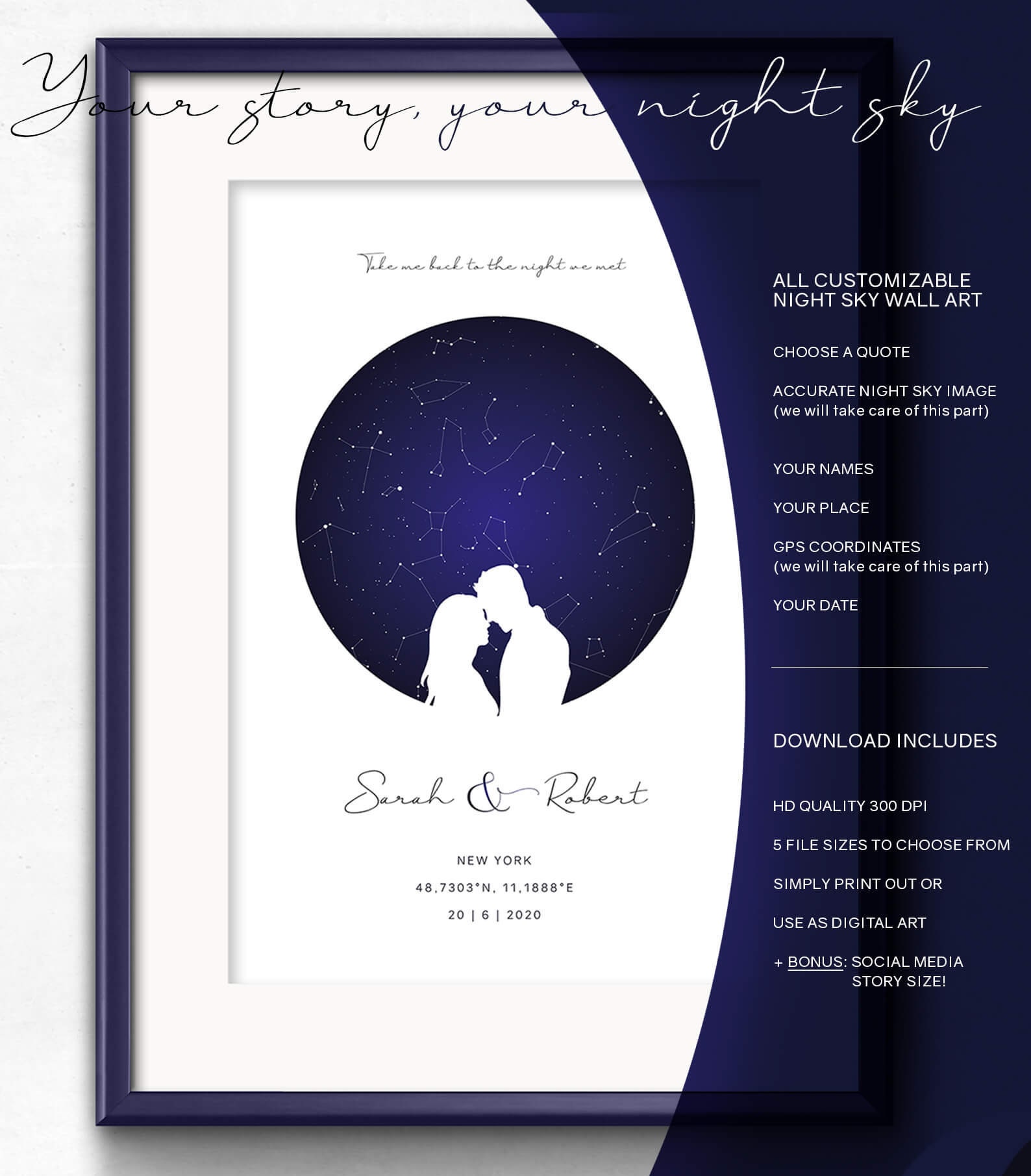 Couple STAR MAP | Wedding Night Sky Print | Personalized Constellation ...