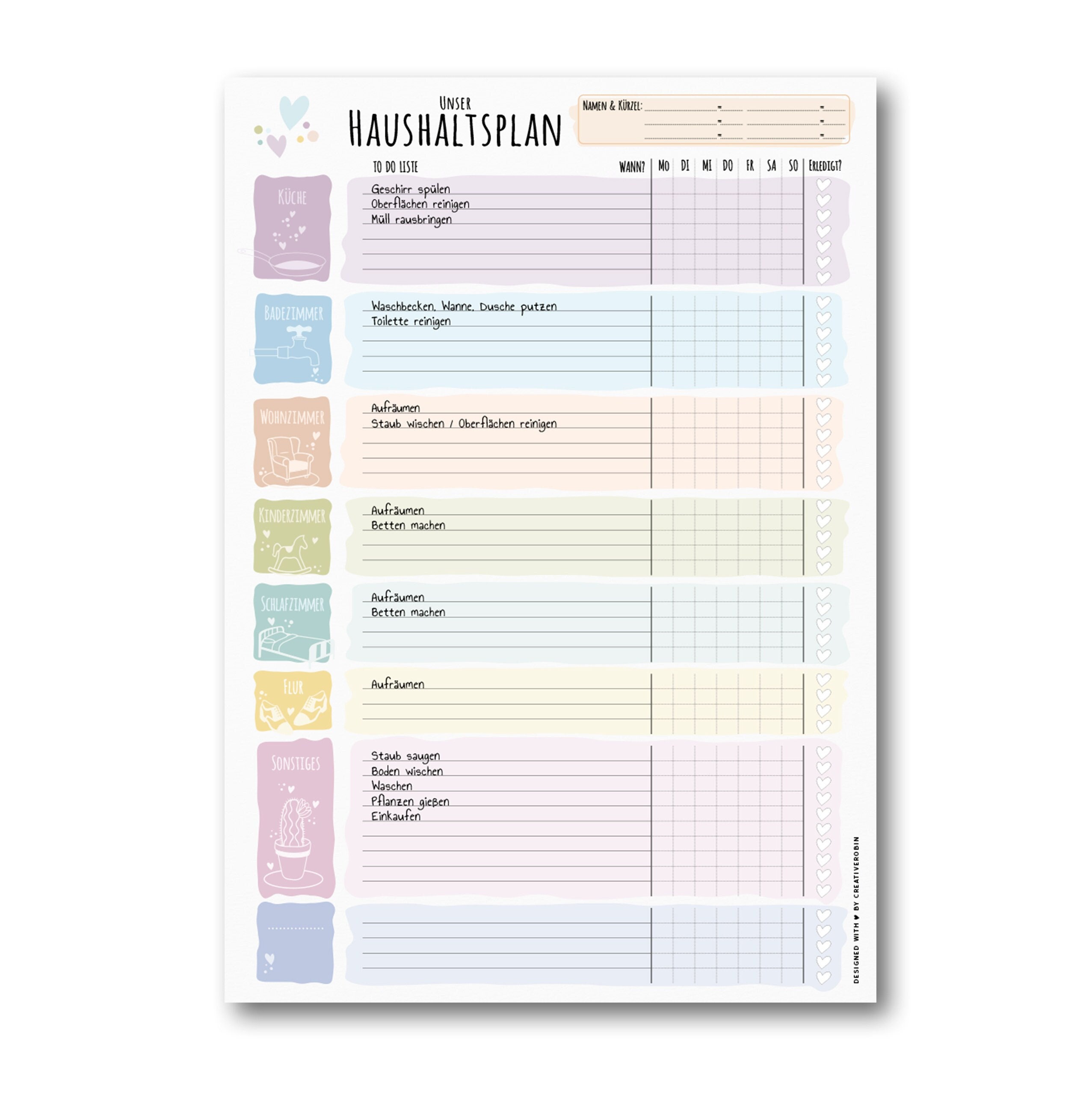Haushaltsplaner und Putzplaner für Familien I DIN A4 Planer zum ...