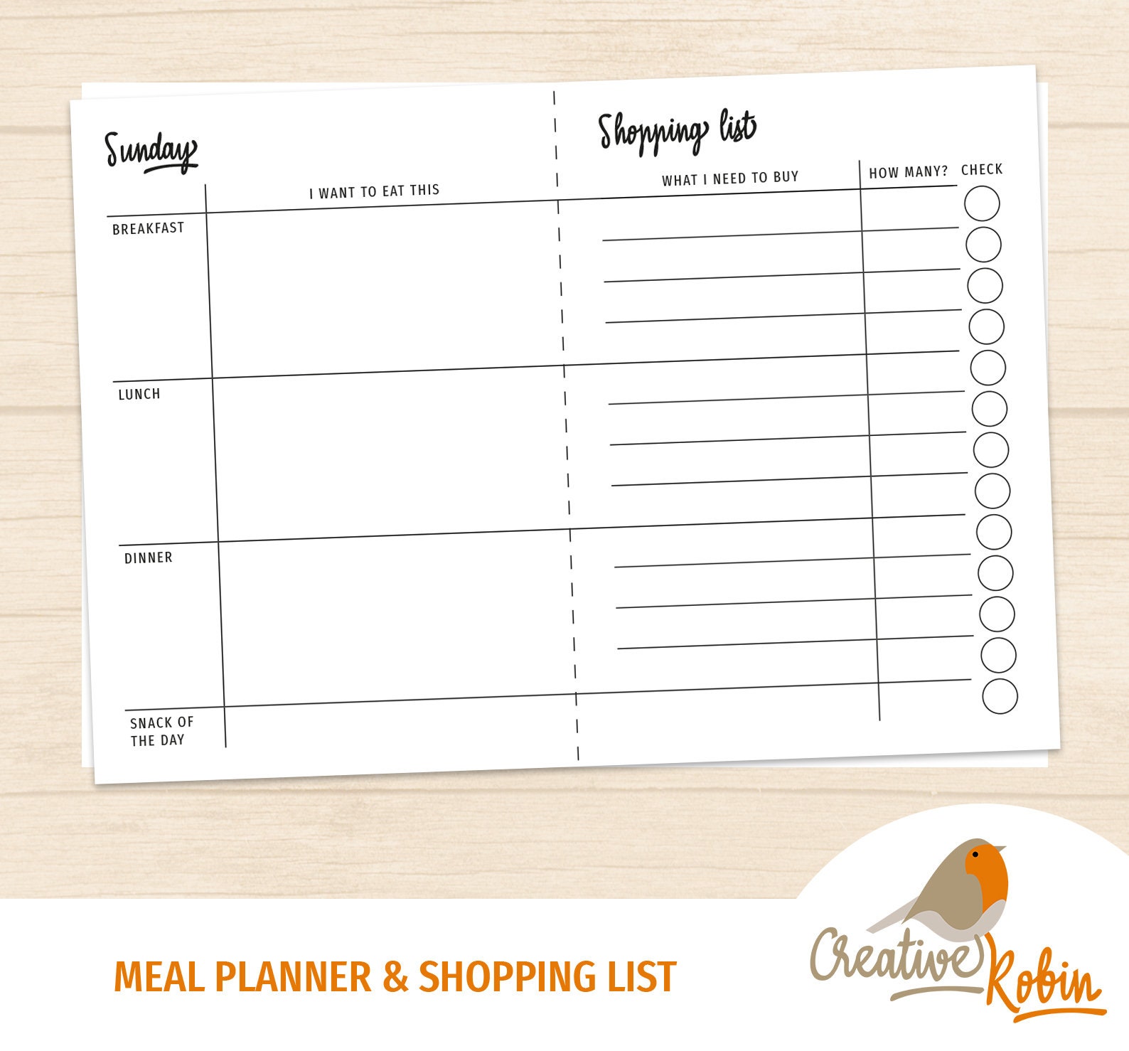 Meal Planner Food With Shopping Checklist PDF Meal Preparation ...