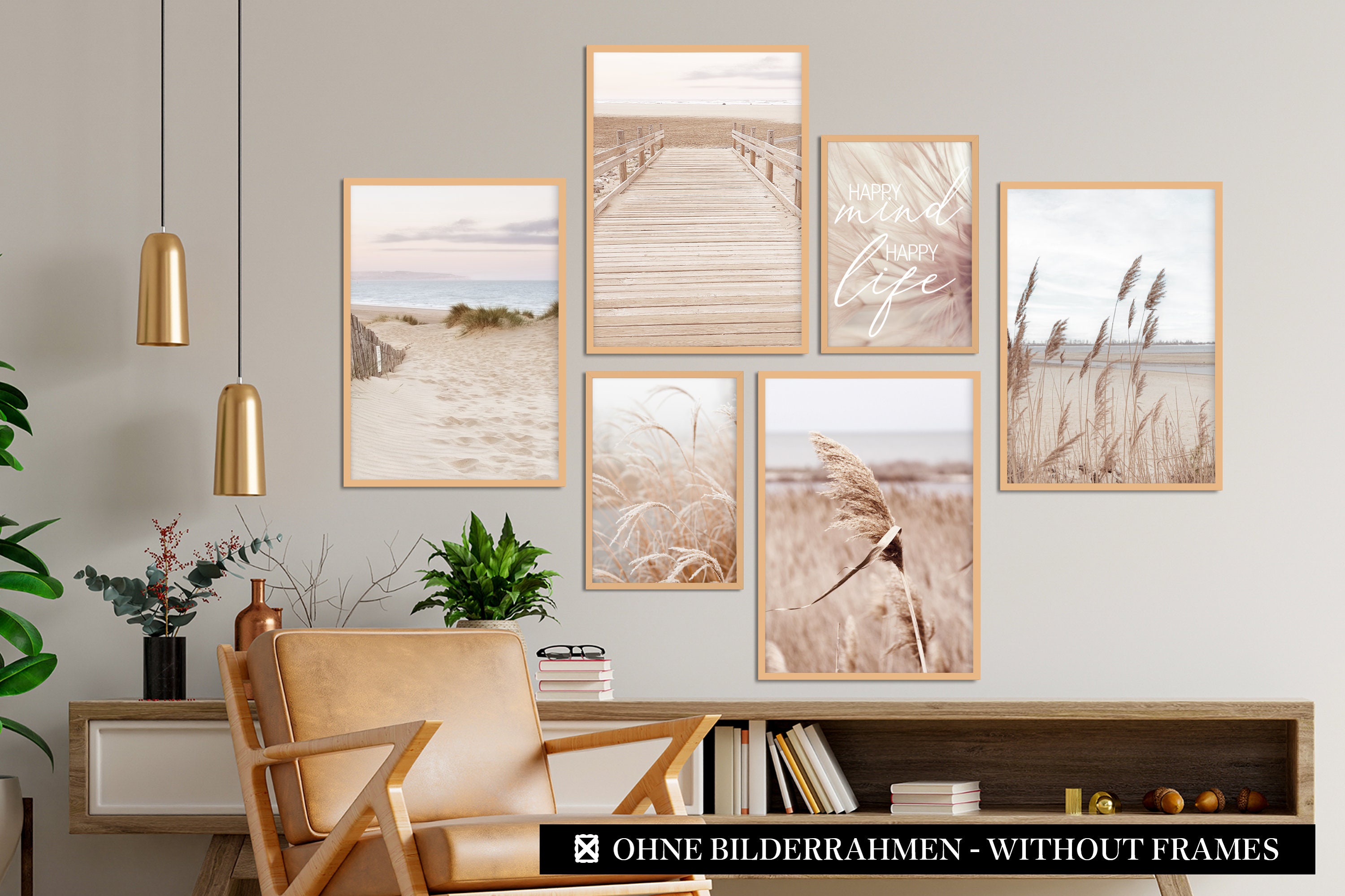 Pampas Poster Set as Living Room Decoration | 4x A3 + 2x A4 Wall Art ...