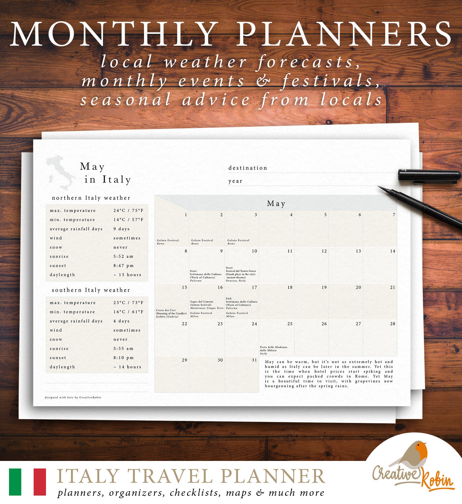 Printable ITALY TRAVEL PLANNER • Italy Trip Planner • Map of Italy ...