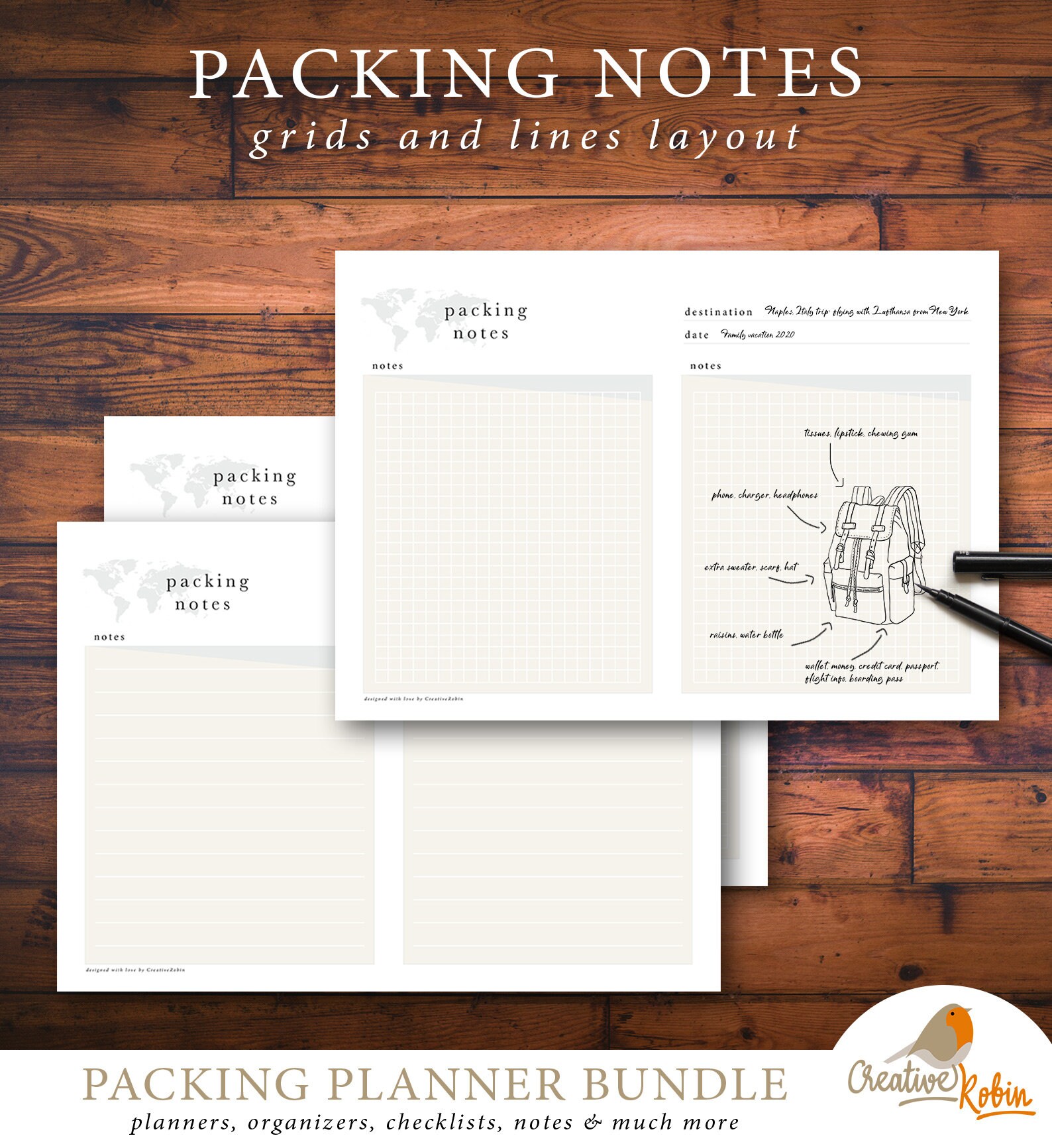 PACKING LIST PLANNER Packing Planner Vacation Packing - Etsy