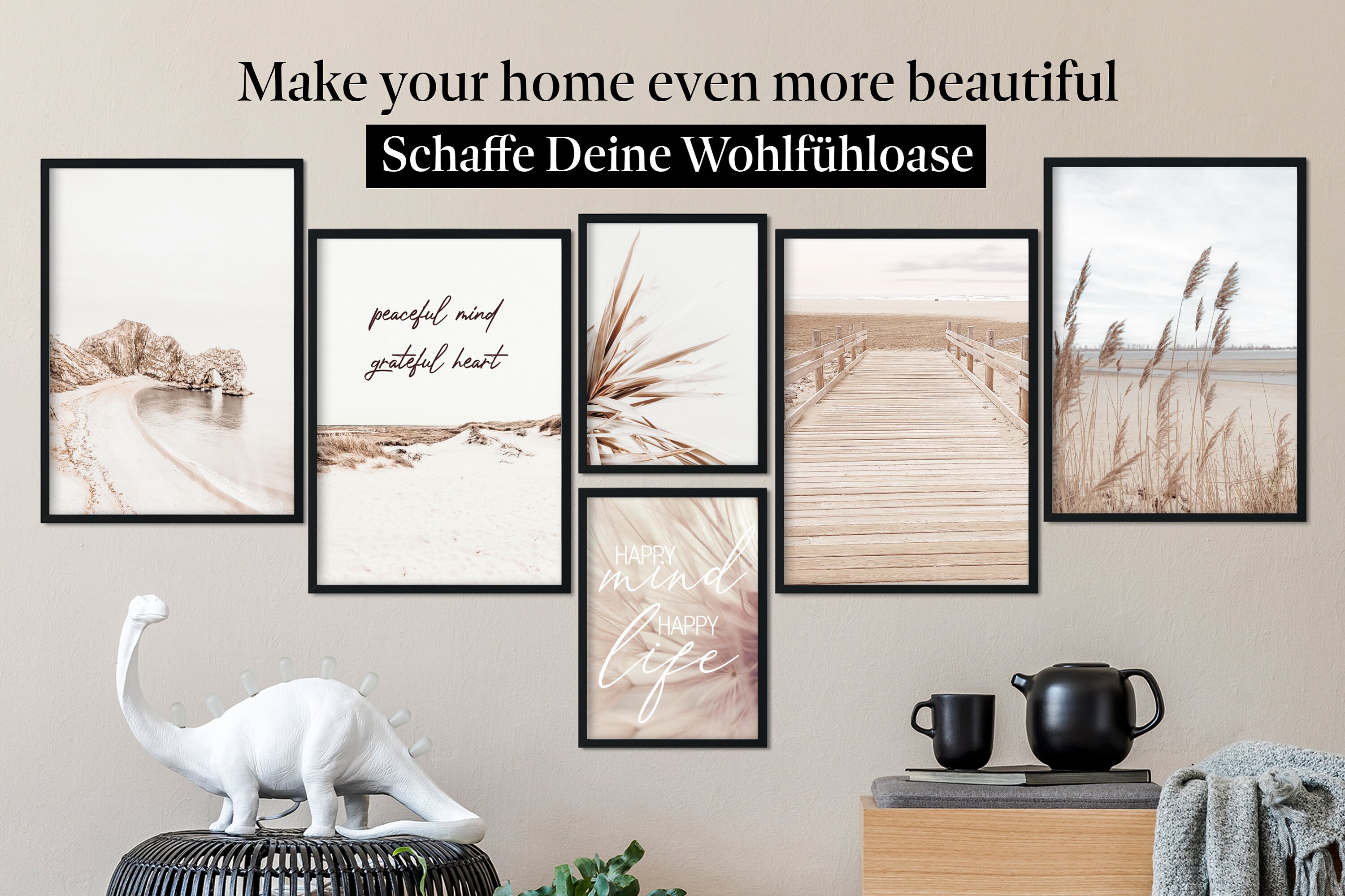 Pampas Poster Set as Living Room Decoration | 4x A3 + 2x A4 Wall Art ...