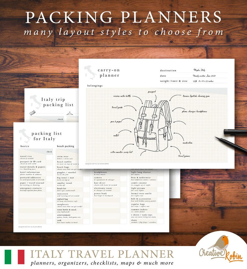 Printable ITALY TRAVEL PLANNER Italy Trip Planner Map of Italy Travel ...