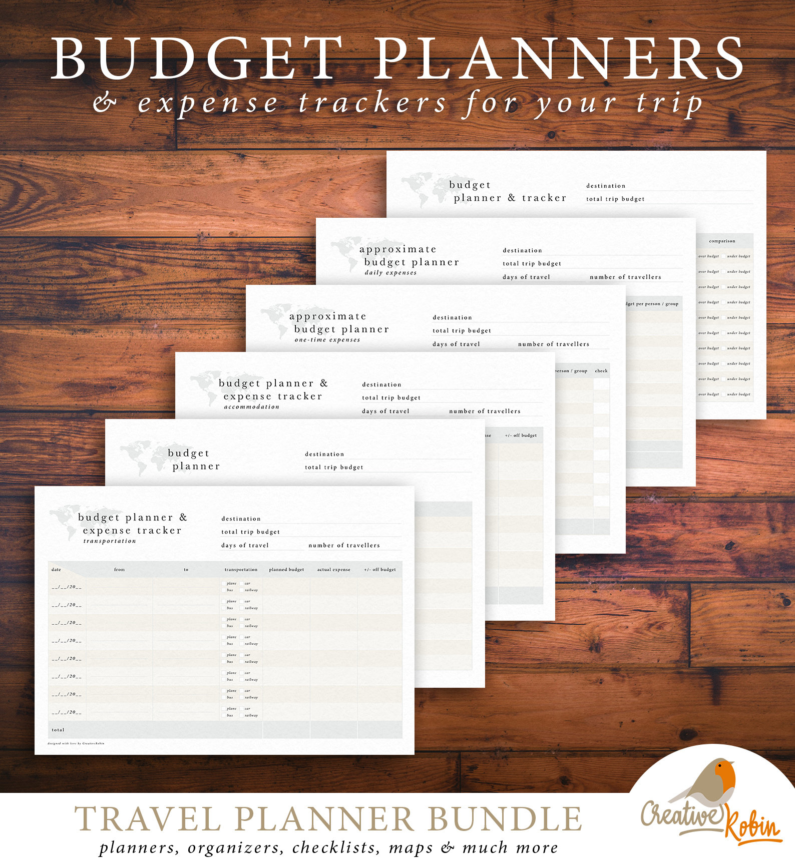 Printable TRAVEL PLANNER Kit World Trip Planner • World Map • Travel ...