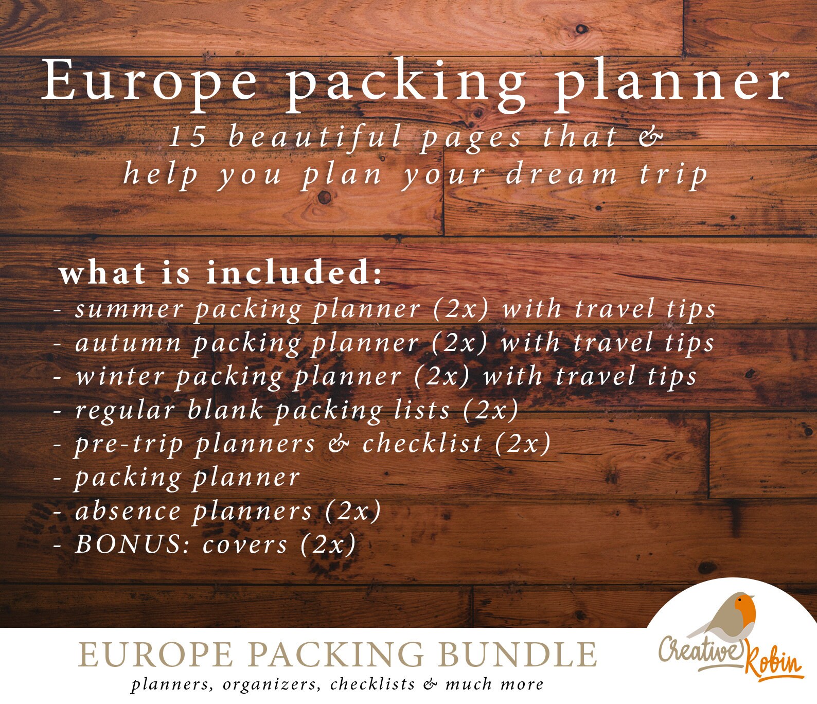 PACKING LIST PLANNER Europe Packing Planner Travel Planner Vacation ...