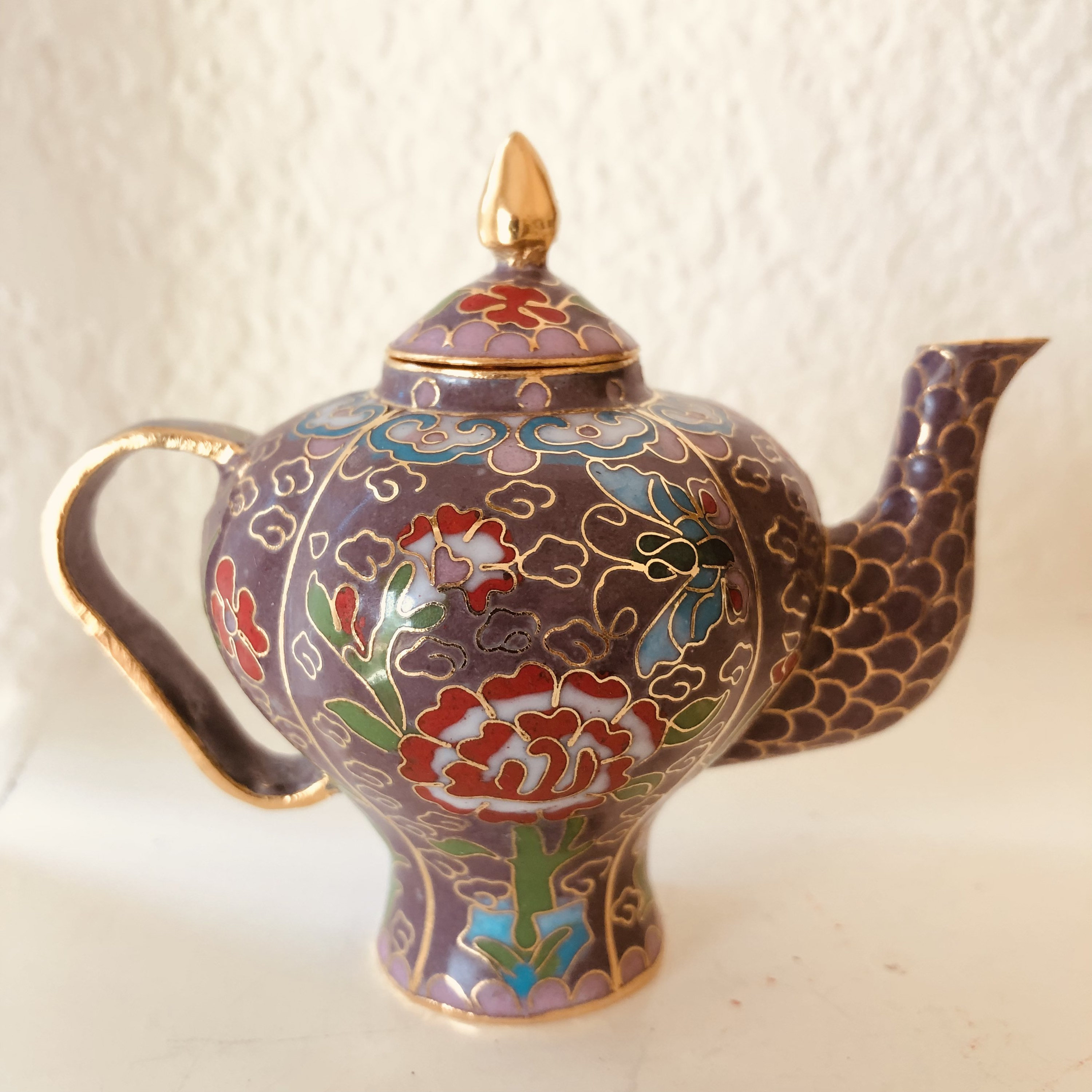 Vintage Cloisonné Teapot: Butterfly Floral Design, Collectible Little ...