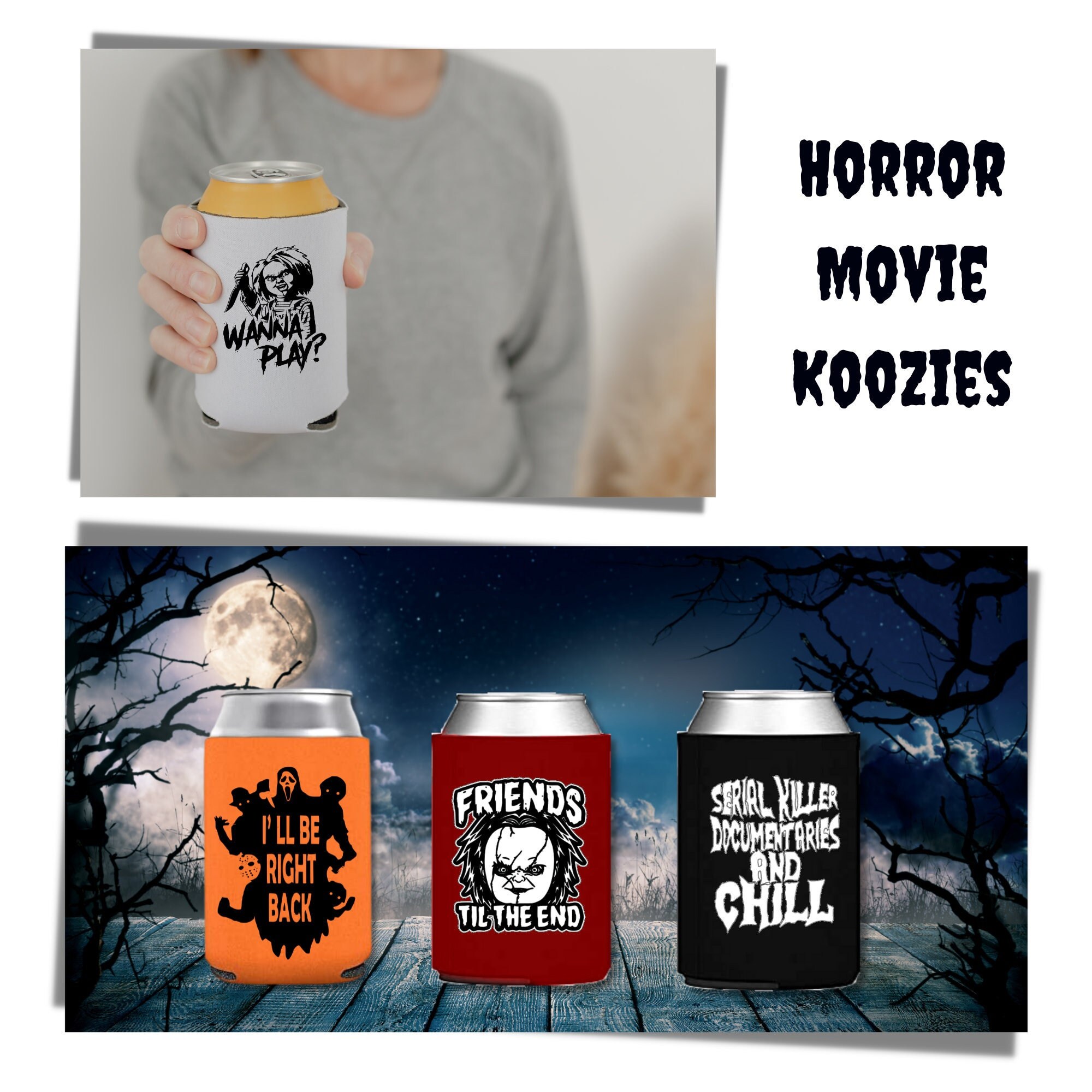 Horror Movie Can Cooler Sets Spooky Can Cooler Sets - Etsy
