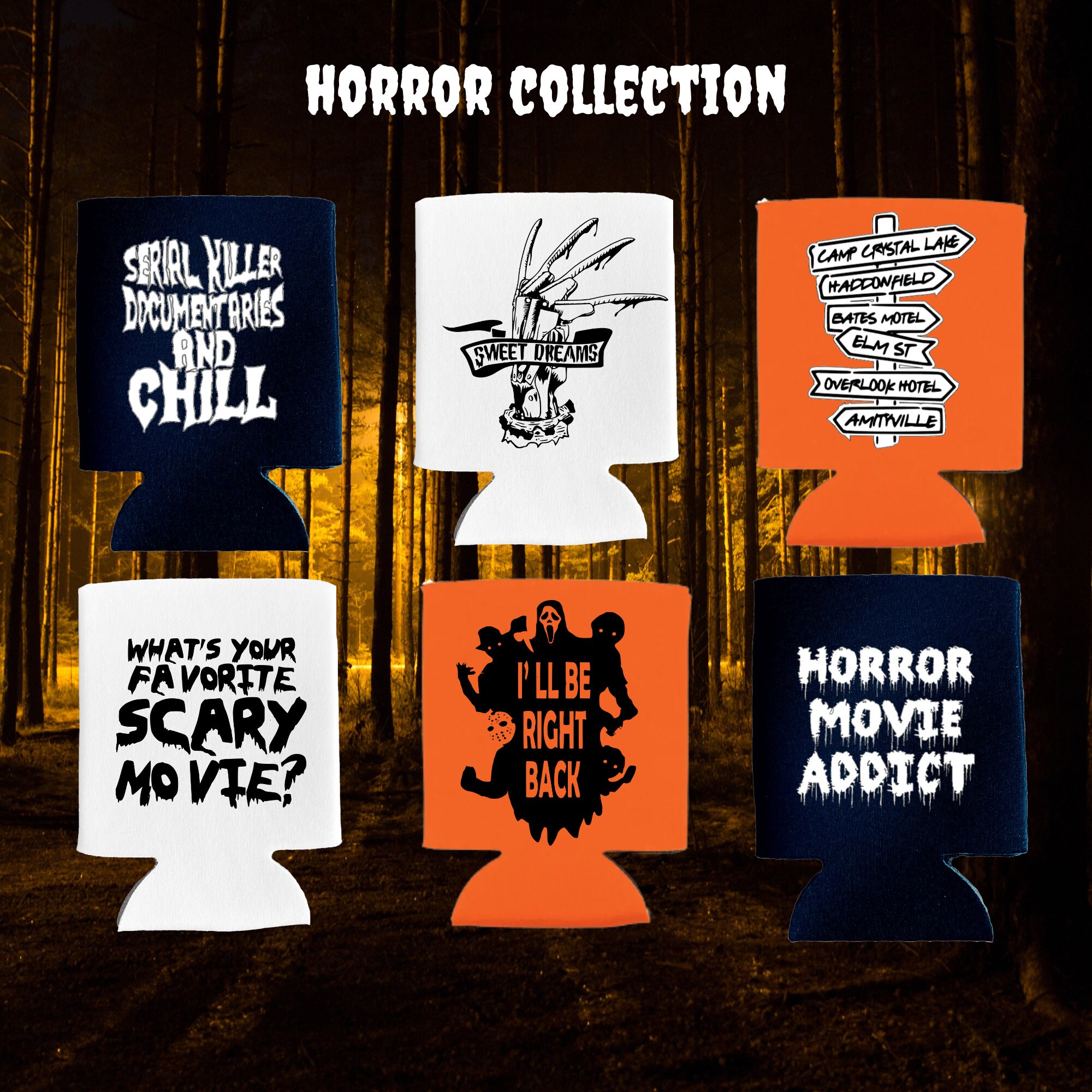 Horror Movie Can Cooler Sets Spooky Can Cooler Sets - Etsy
