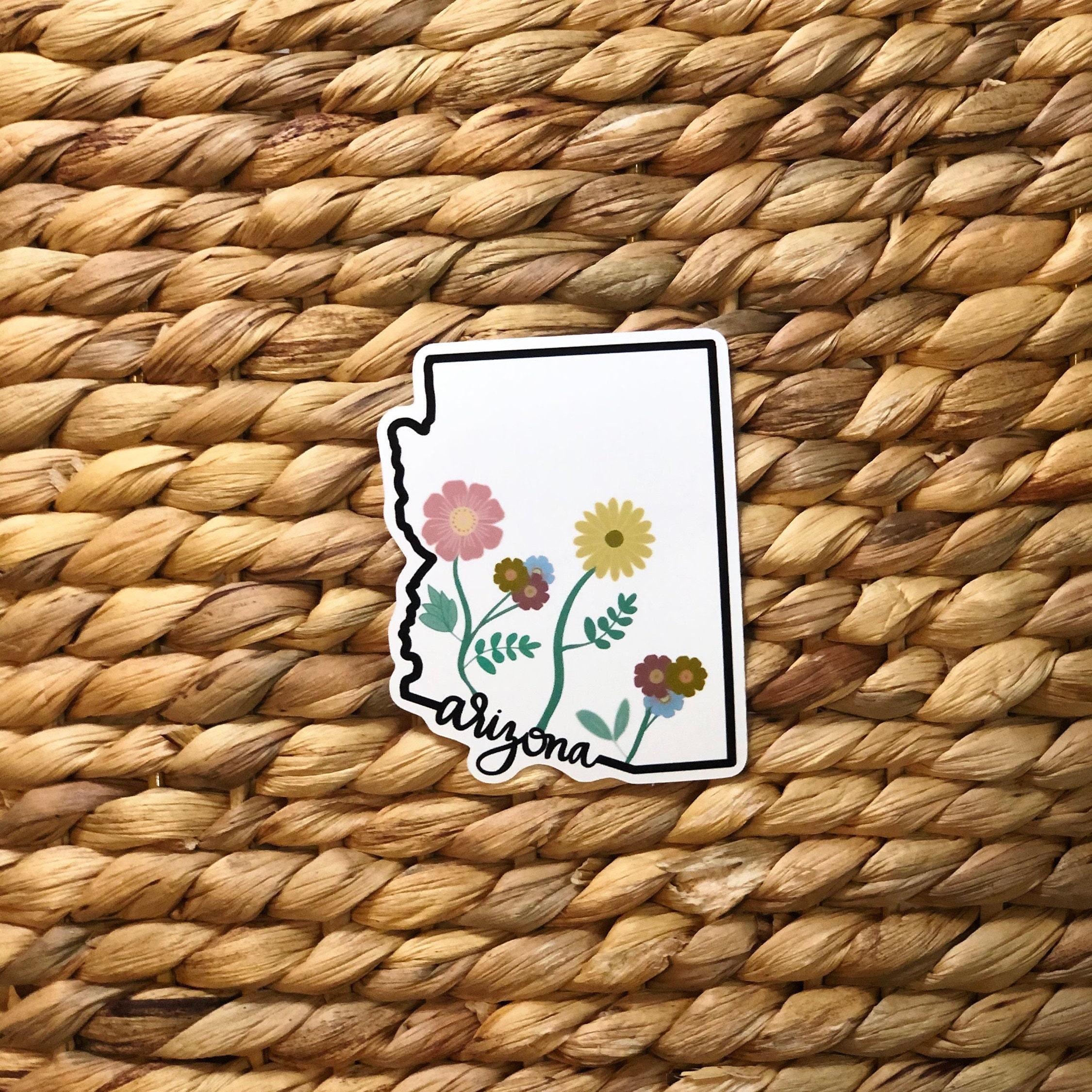 Arizona Floral Sticker / California Floral Sticker / State | Etsy