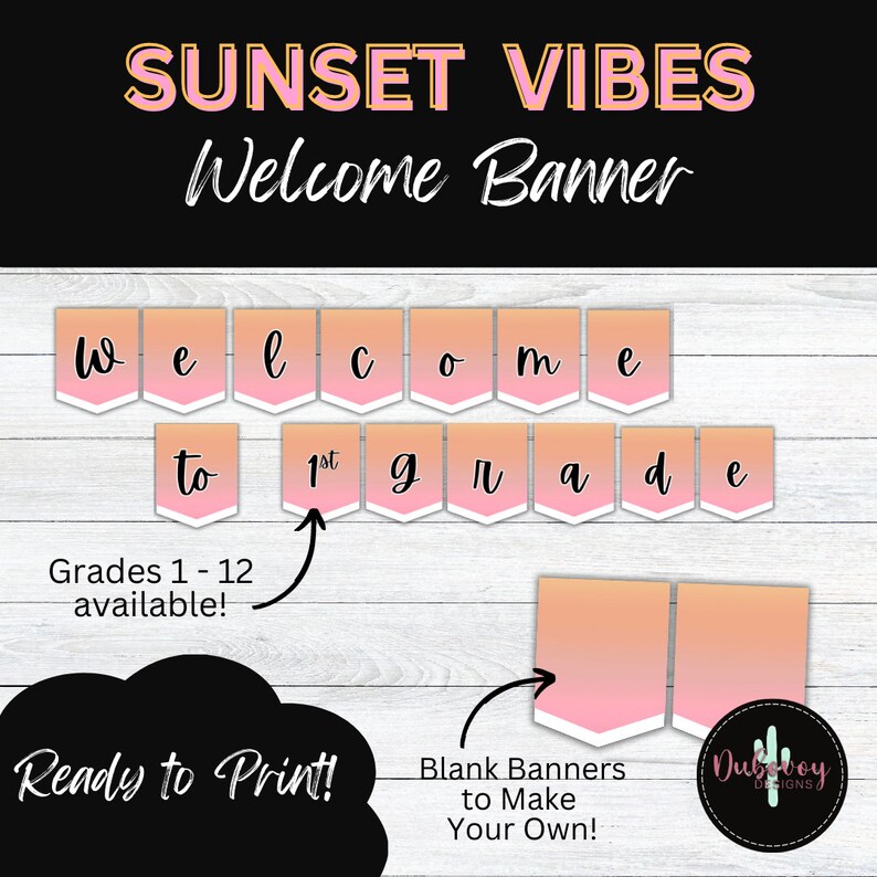 Welcome Banner SUNSET VIBES COLLECTION - Etsy