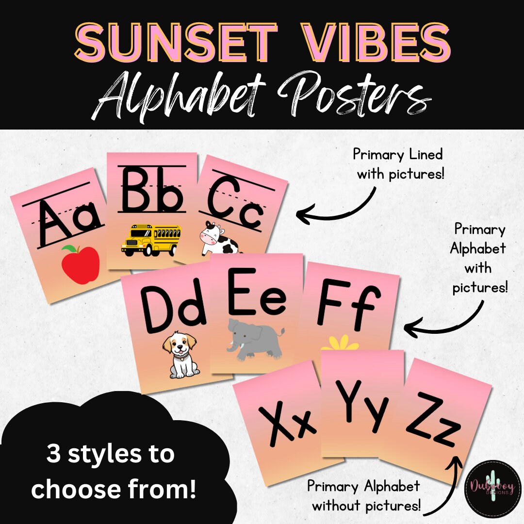 Alphabet Posters - SUNSET VIBES COLLECTION - Etsy