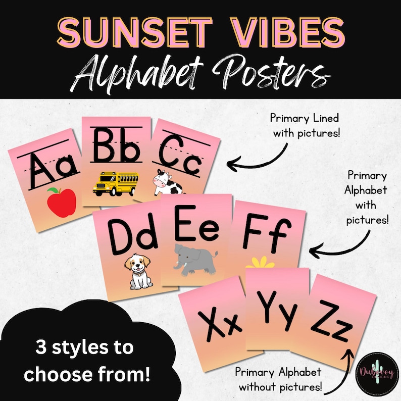 Alphabet Posters - SUNSET VIBES COLLECTION - Etsy