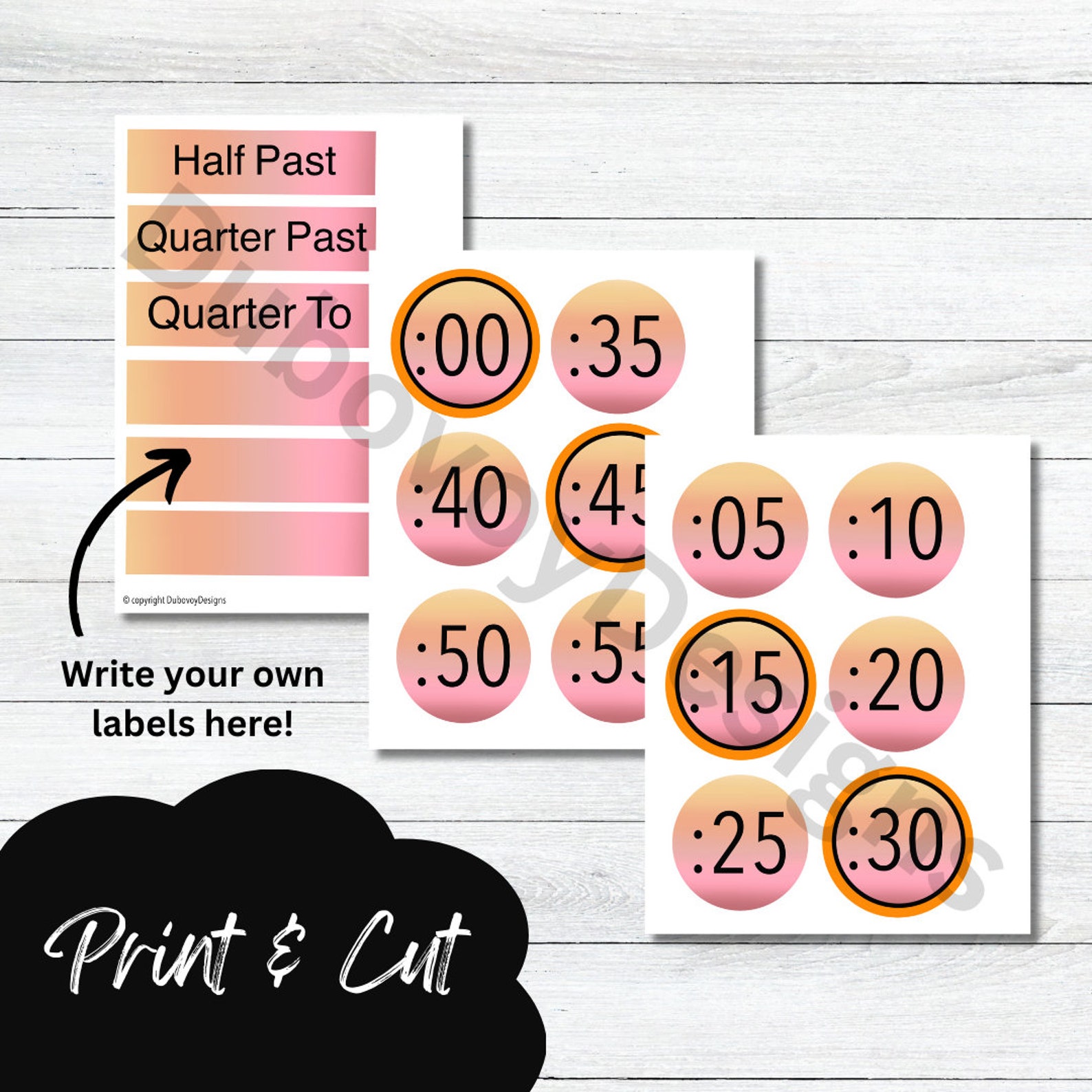 Analog Clock Labels - SUNSET VIBES COLLECTION - Etsy