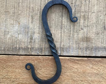 Basket S-hook, Chain Link, Hanger 7" Wrought Iron Twisted Forged by ...