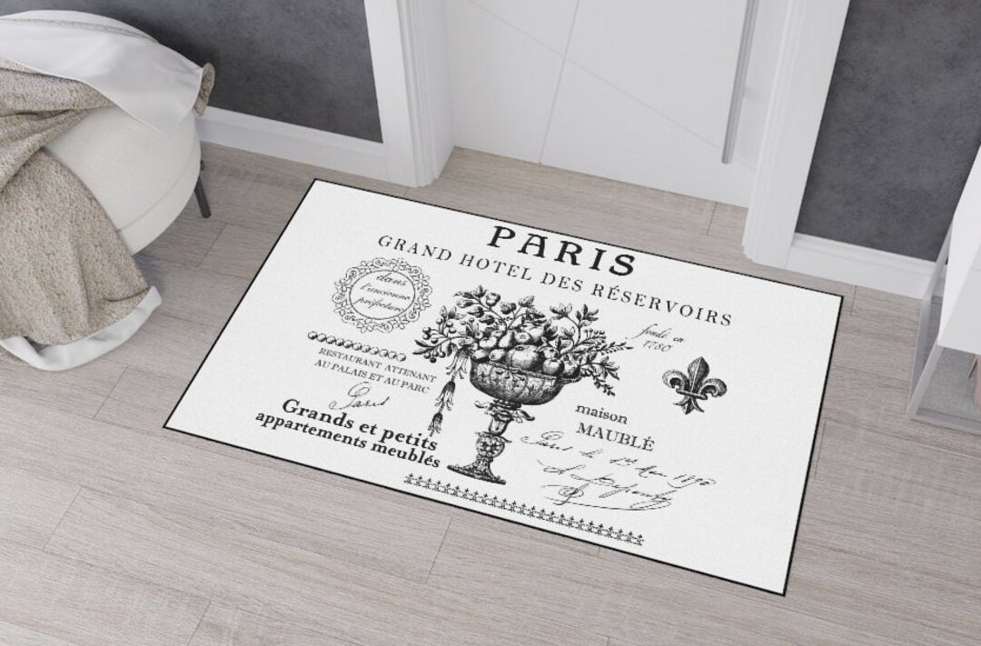 Paris Country Rug, Vintage, French Farmhouse Heavy Duty Floor Mat, Anti ...