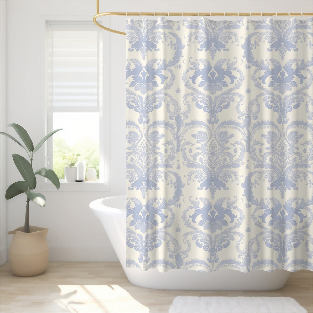 French Damask Shower Curtains, Vintage Farmhouse, Boho Cottage Bath ...