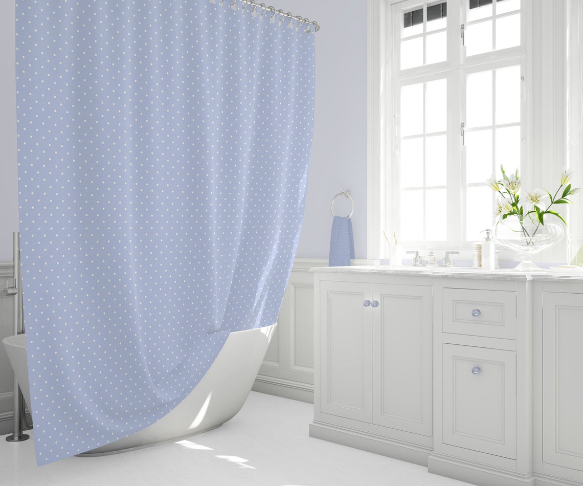Periwinkle Blue and White Shower Curtains Swiss Dot Premium - Etsy