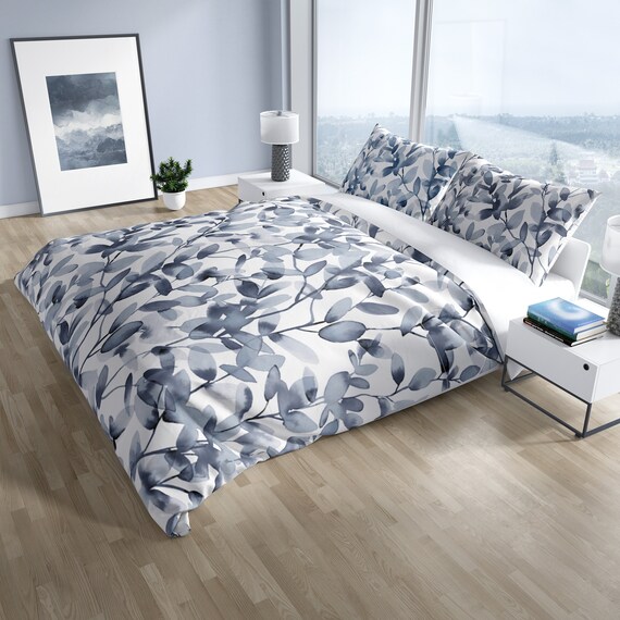Blue and White Duvet Cover Queen King Double Twin 100% - Etsy