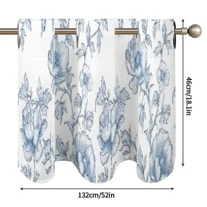 French Country Valance Curtains, One Panel in Blue and White Floral ...