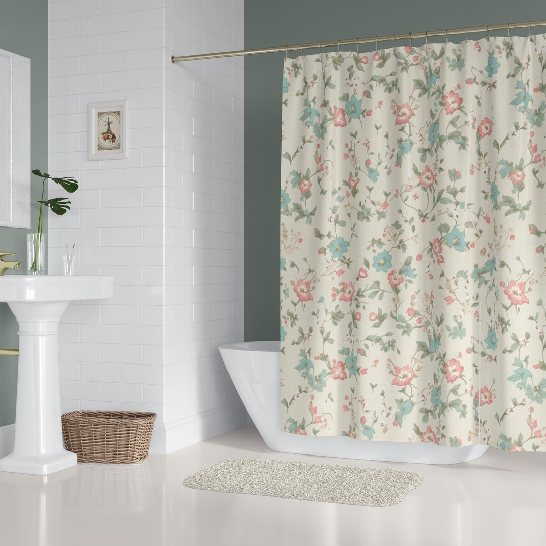 Farmhouse Cottage Shower Curtains, French Country Floral, Wethersby Art ...