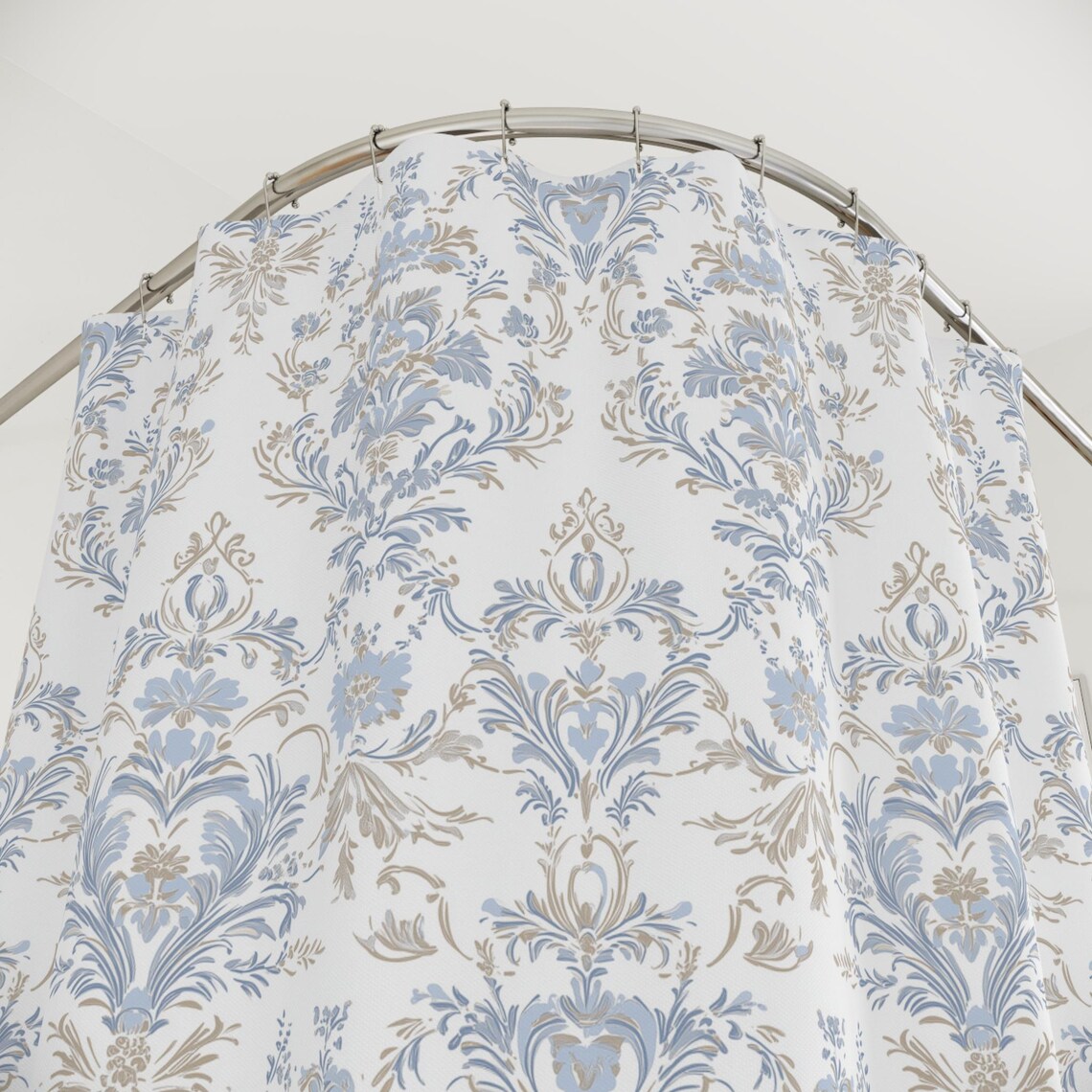 Farmhouse French Shower Curtains, Shabby Chic Blue & White, Country ...