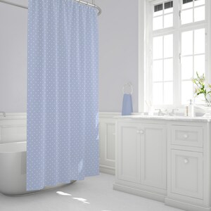 Periwinkle Blue and White Shower Curtains Swiss Dot | Premium Fabric ...
