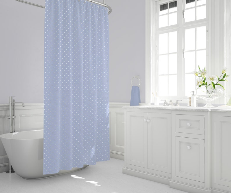 Periwinkle Blue and White Shower Curtains Swiss Dot Premium | Etsy