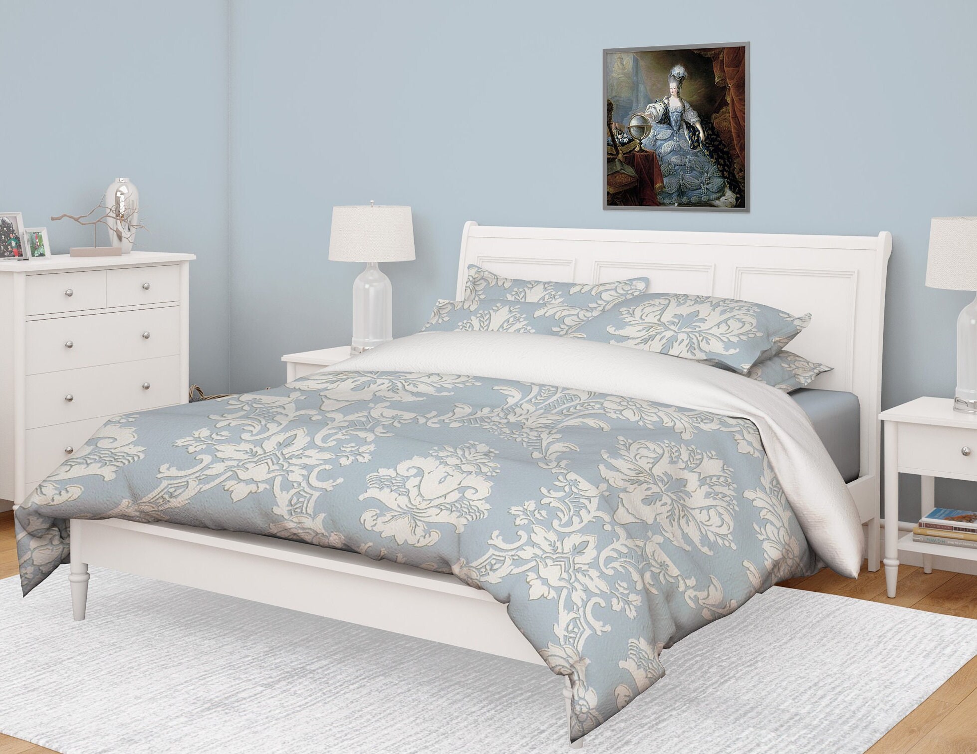 Blue and White King Duvet Cover - Etsy