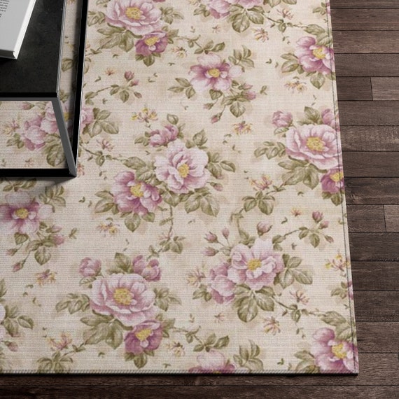 Shabby Chic Cabbage Rose Rugs Area Rugs 3 Sizes Non-skid - Etsy