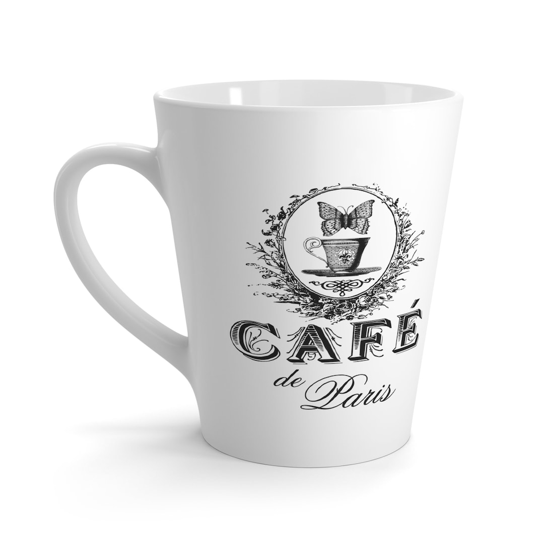Parisian Cafe Latte Mug, French Coffee Cup, French Country Kitchen ...