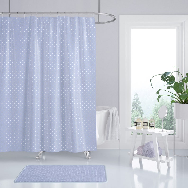 Periwinkle Blue and White Shower Curtains Swiss Dot Premium | Etsy
