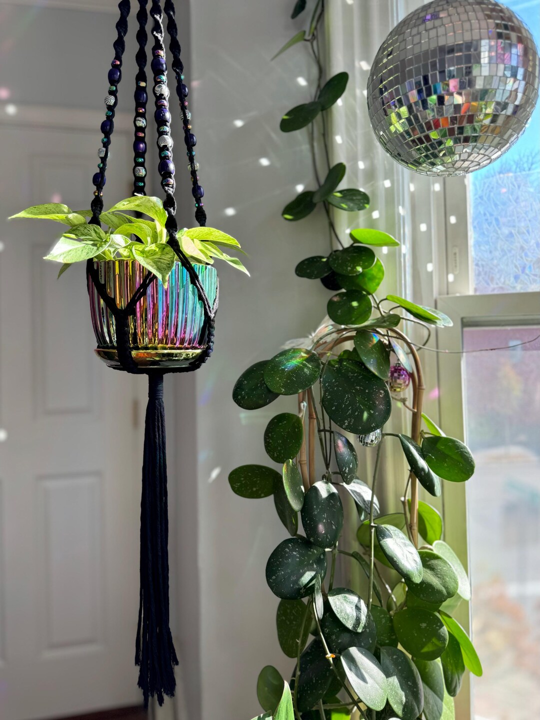 Galactic Mermaid Black Hanger, Thick and Shaggy Tassel, Fluorite Crown ...