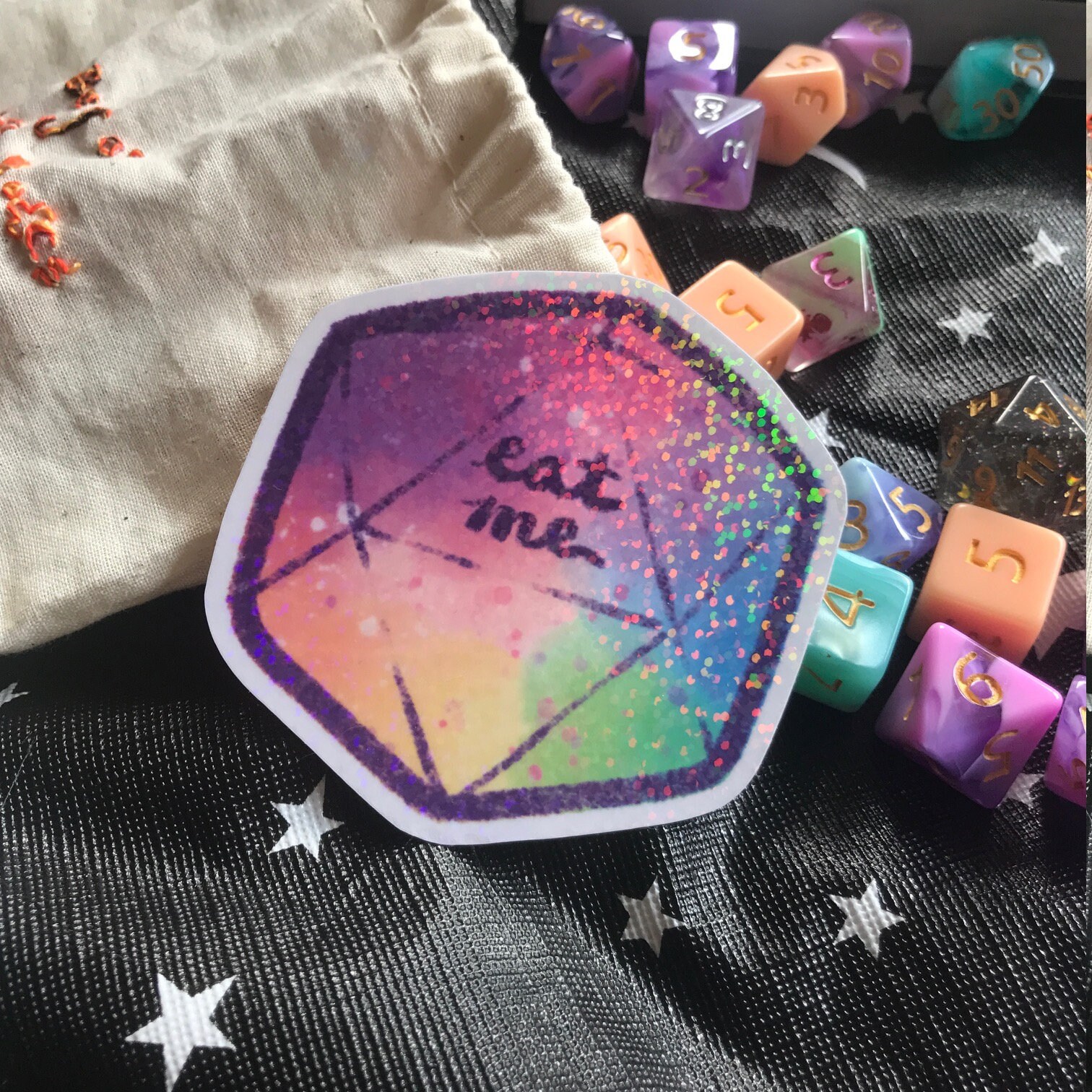 Eat Me Candy D20 Holographic Sticker Weather Proof Vinyl | Etsy