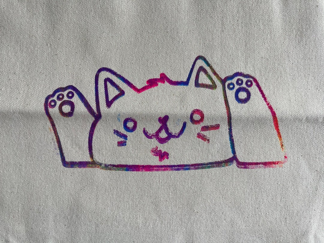 OOPSY GRADE* Peeker Cat Screen Printed Tote Bag! - Etsy