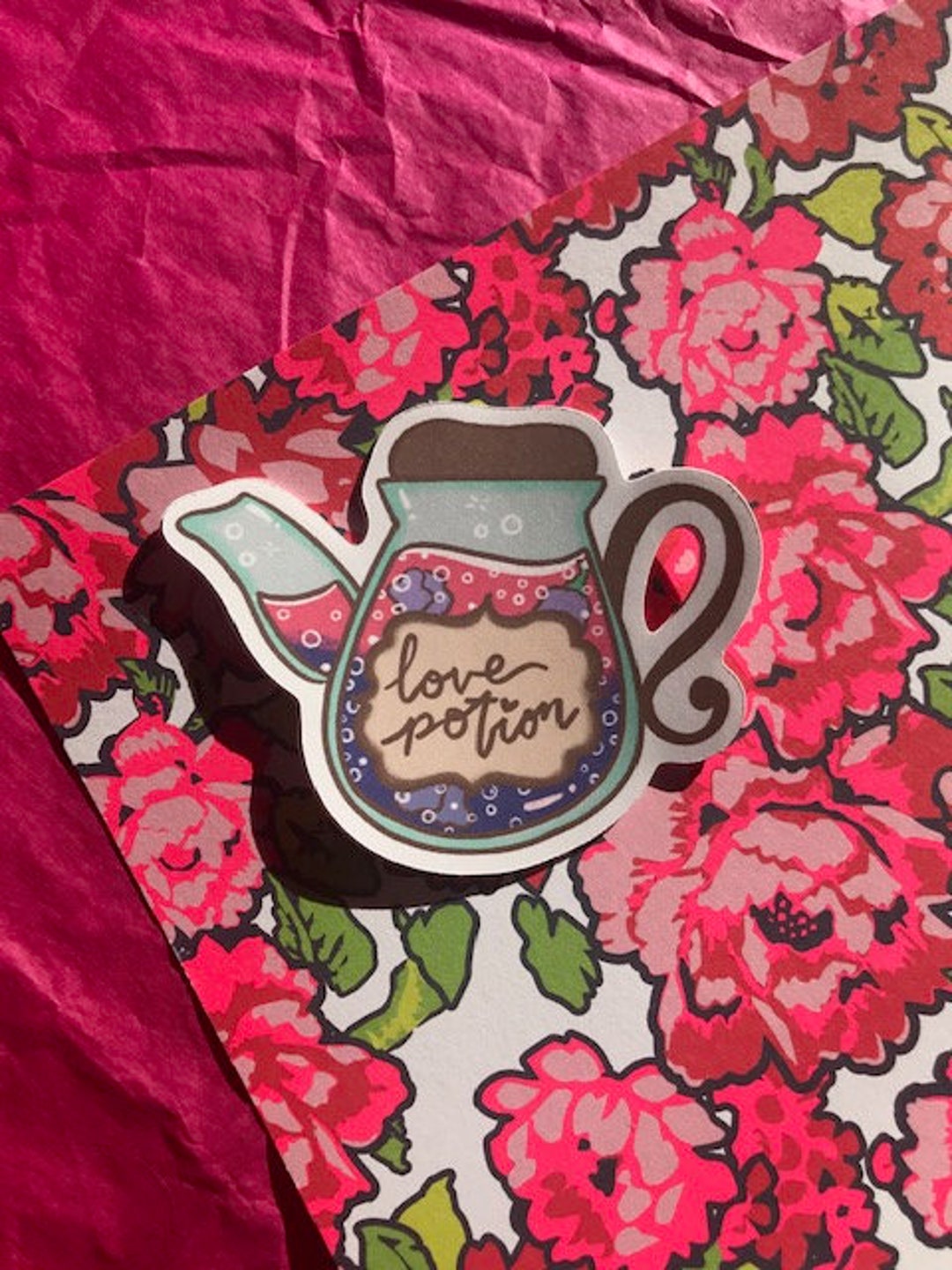 Love Potion Tea Pot Stickers Full Cut/dye Cut Stickers for - Etsy