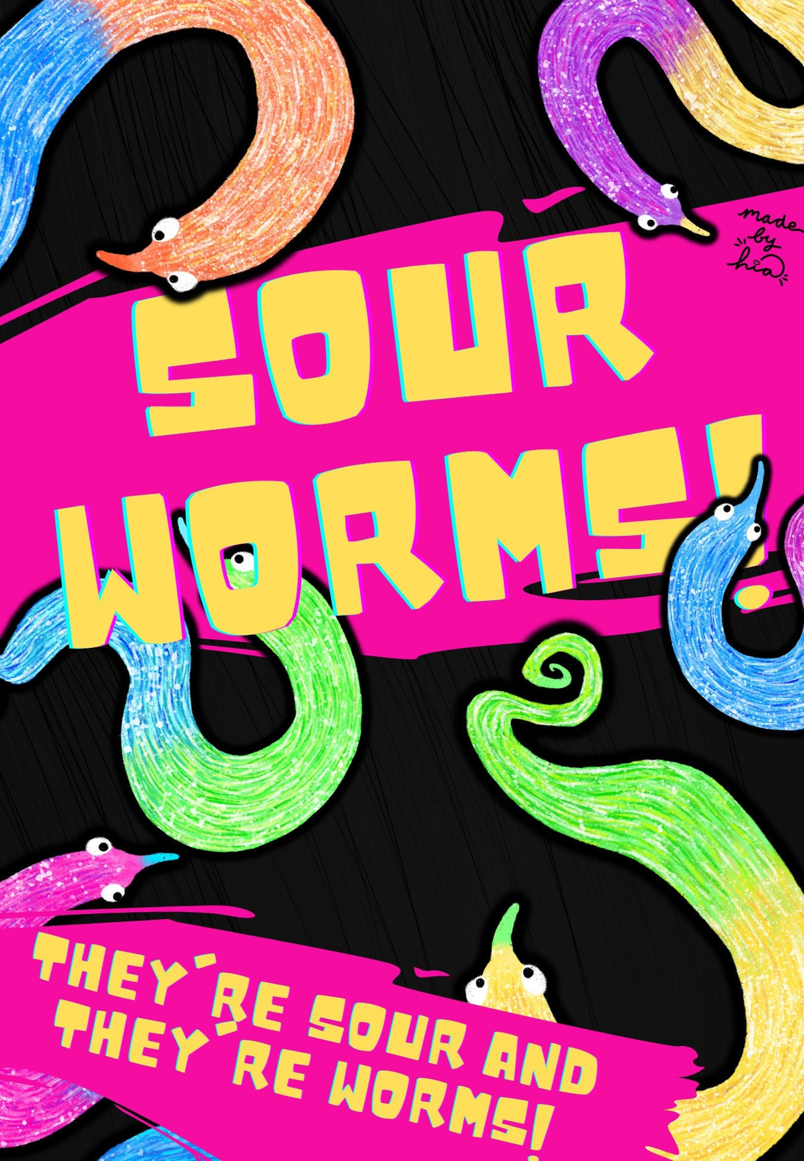Sour Worms Sticker Pack Weather Proof Vinyl Sticker Set for - Etsy UK