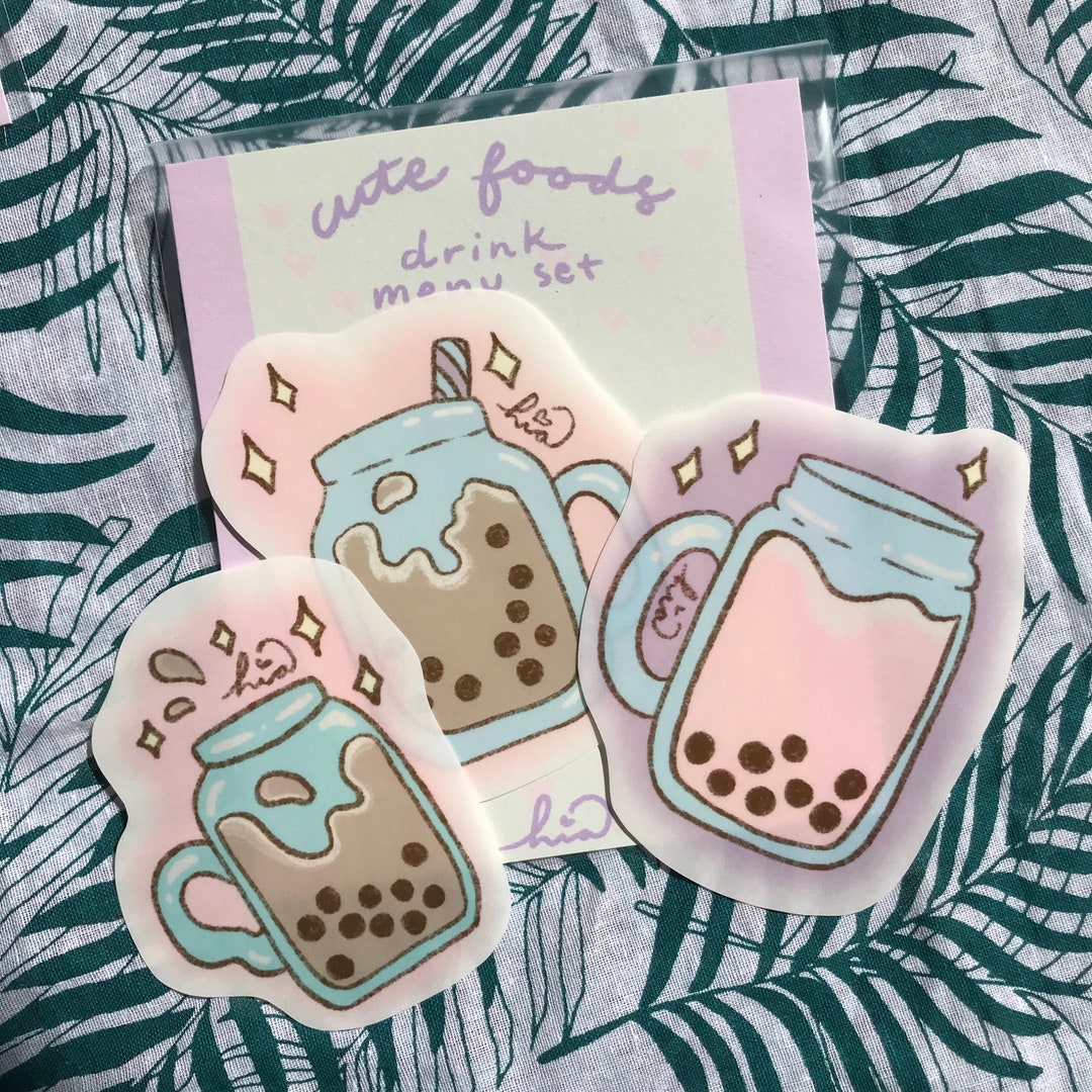 Cute Foods: Drink Menu Sticker Set Clear Vinyl - Etsy