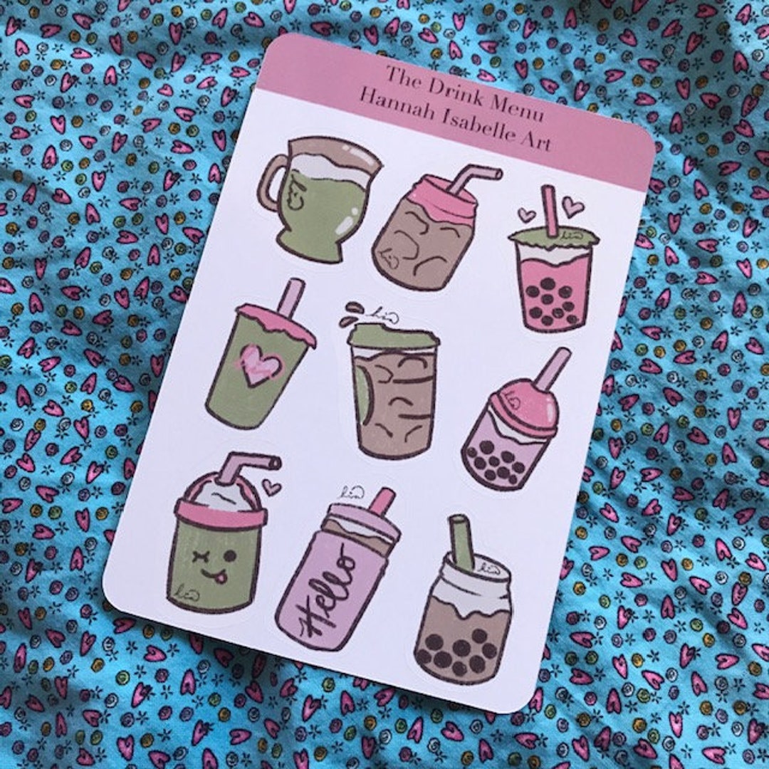 The Drink Menu Sticker Sheet for Journals, Sketchbooks, Bullet Journals ...