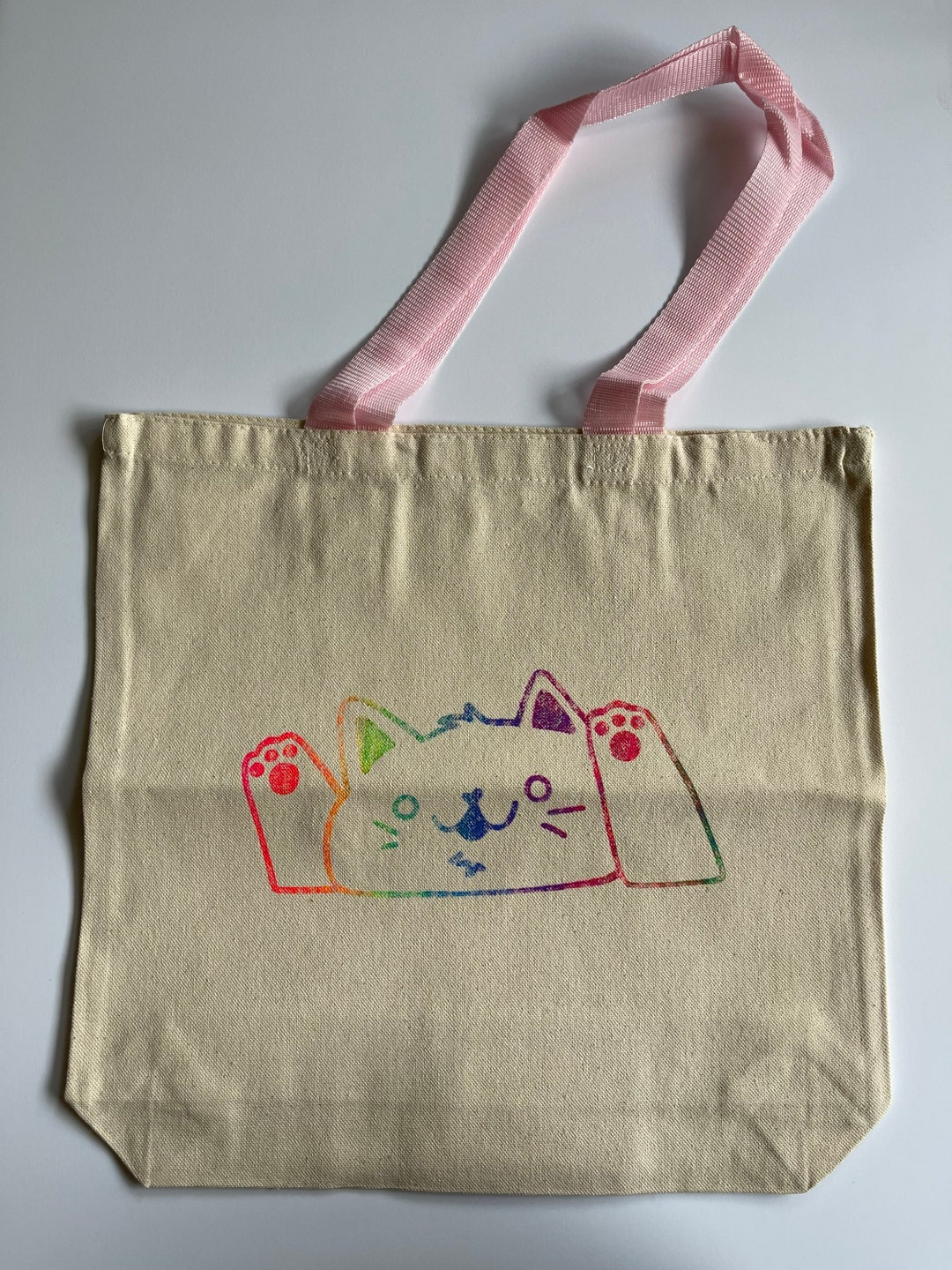 OOPSY GRADE* Peeker Cat Screen Printed Tote Bag! - Etsy