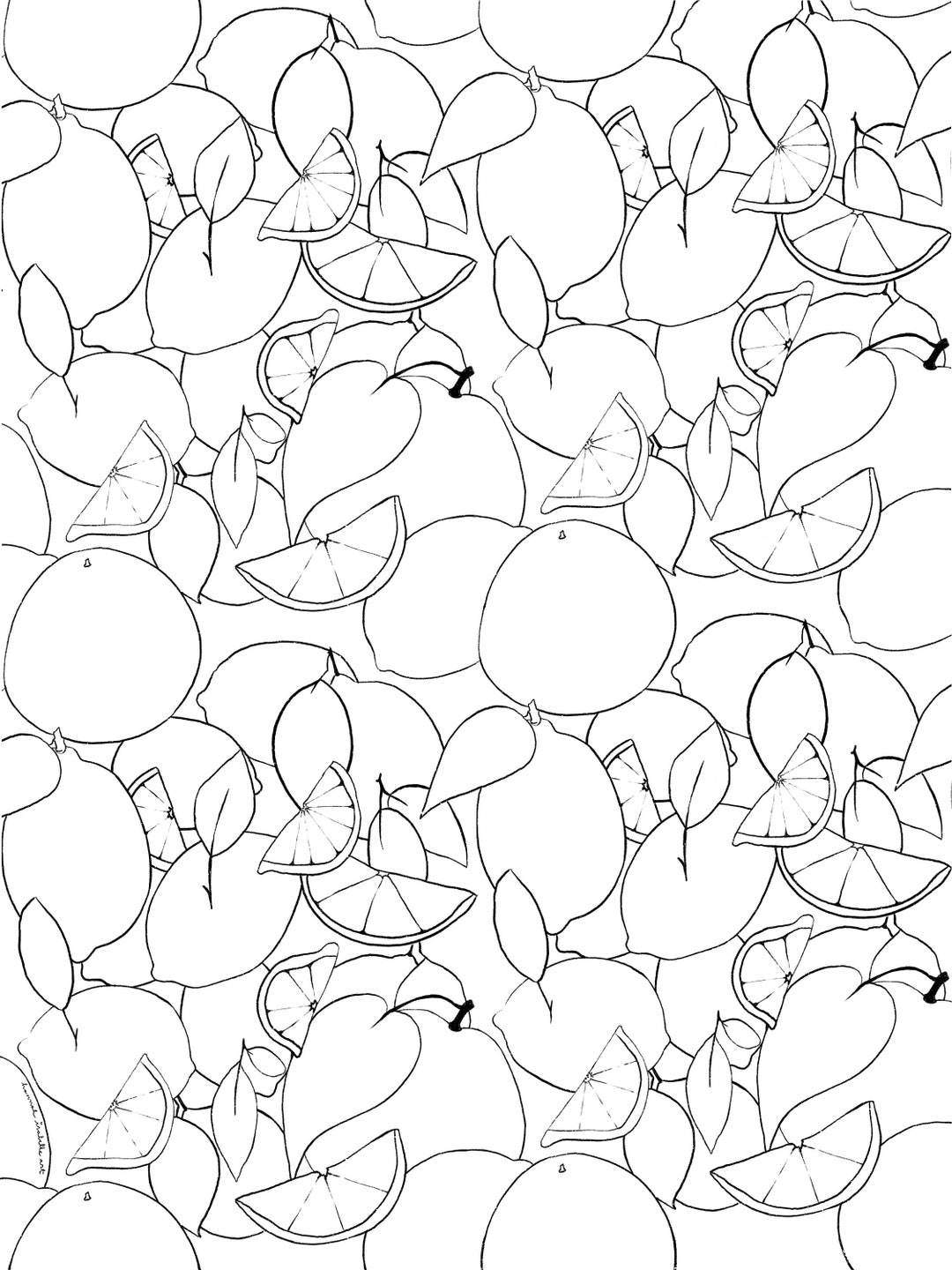 Summer Citrus Coloring Page - Etsy
