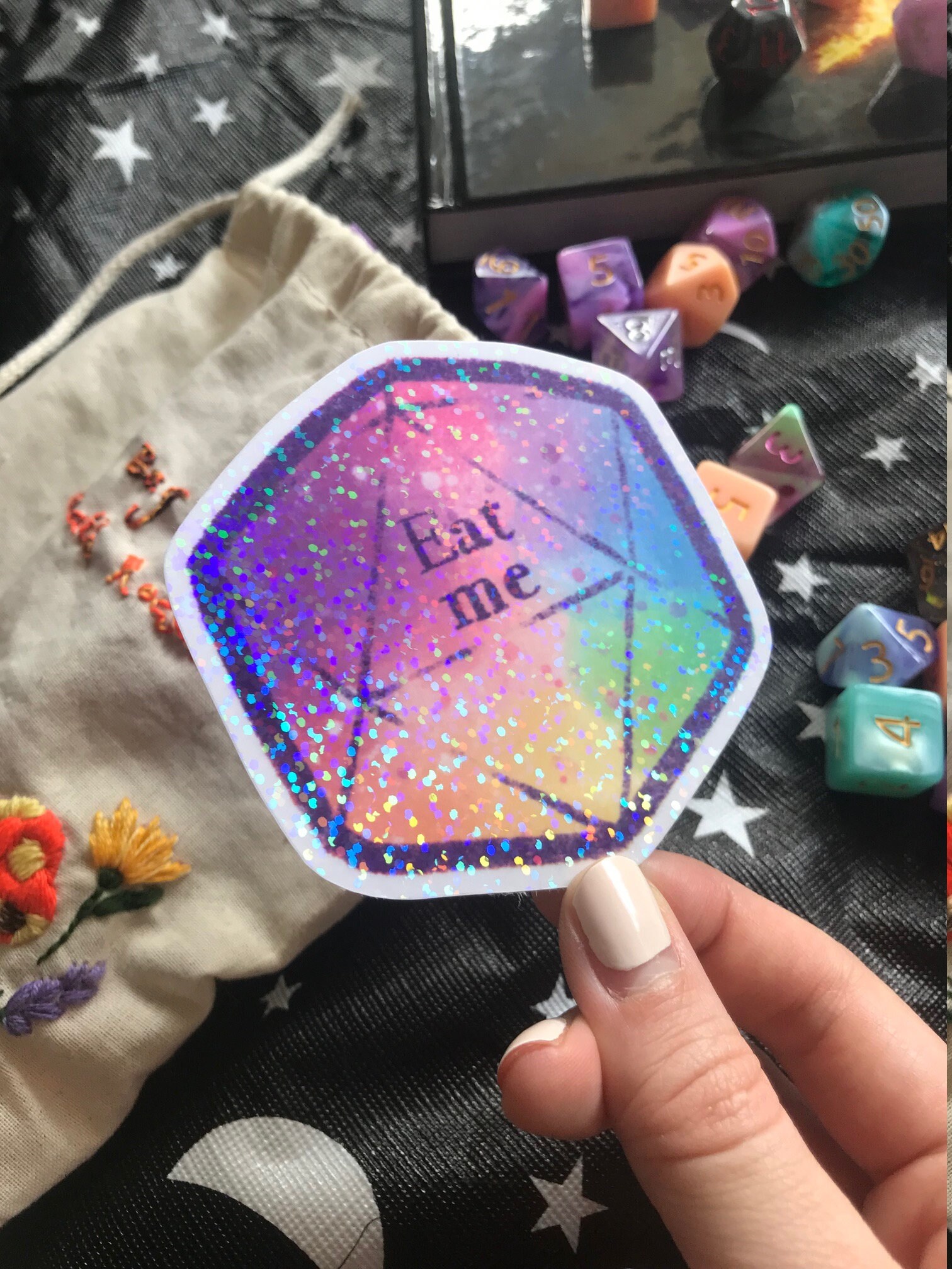 Eat Me Candy D20 Holographic Sticker Weather Proof Vinyl | Etsy