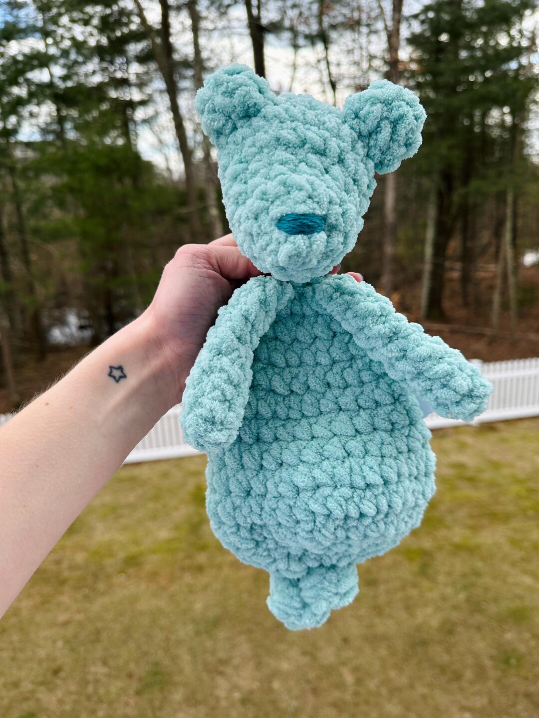 Crochet Bear Mini Snuggler With Blanket Body | Handmade Lovey | Baby ...