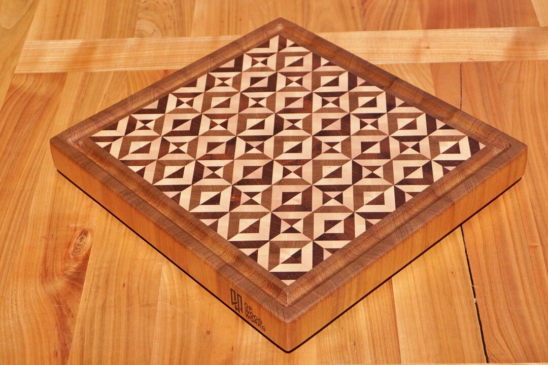 End Grain Cutting Board 3D, Butcher Block, No. 011C/1. Pattern: 011C ...