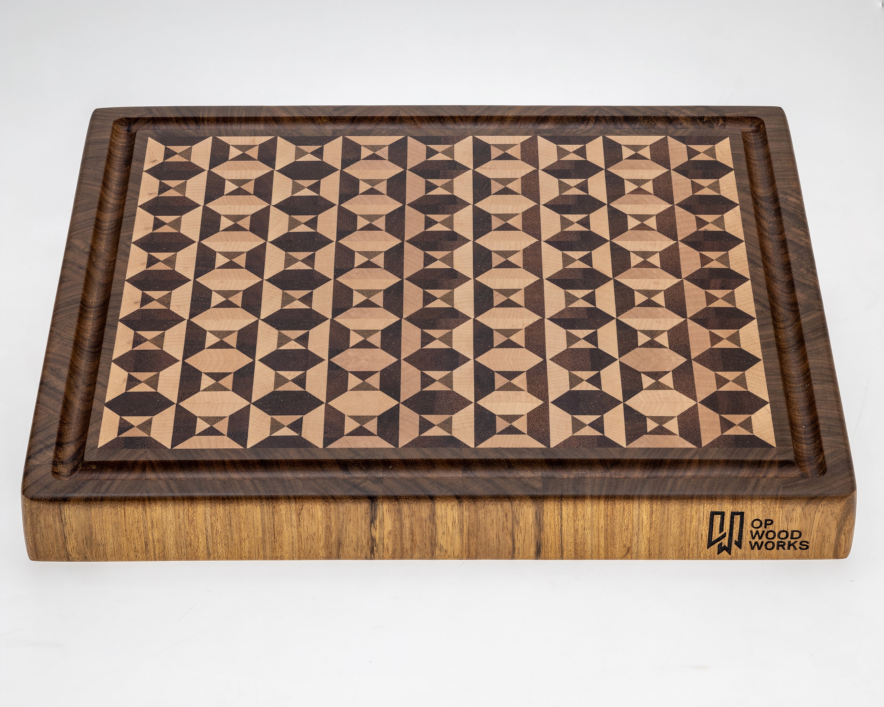 End Grain Cutting Board 3D, Butcher Block, No. 016/1. Pattern: 016 ...